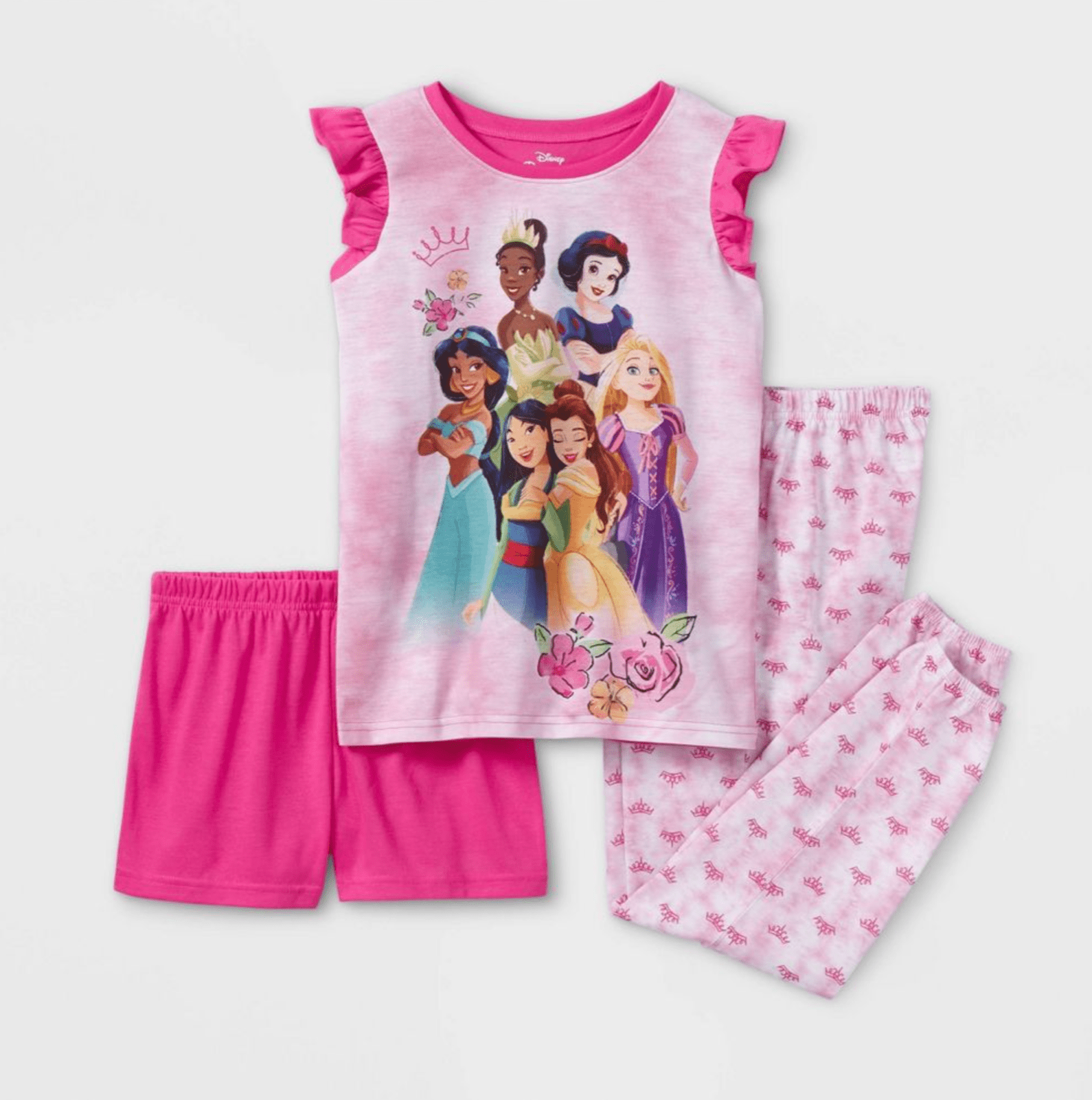 Disney Girls' Princess 3pc Pajama Set - Pink - (Small 6/6X) - Walmart.com