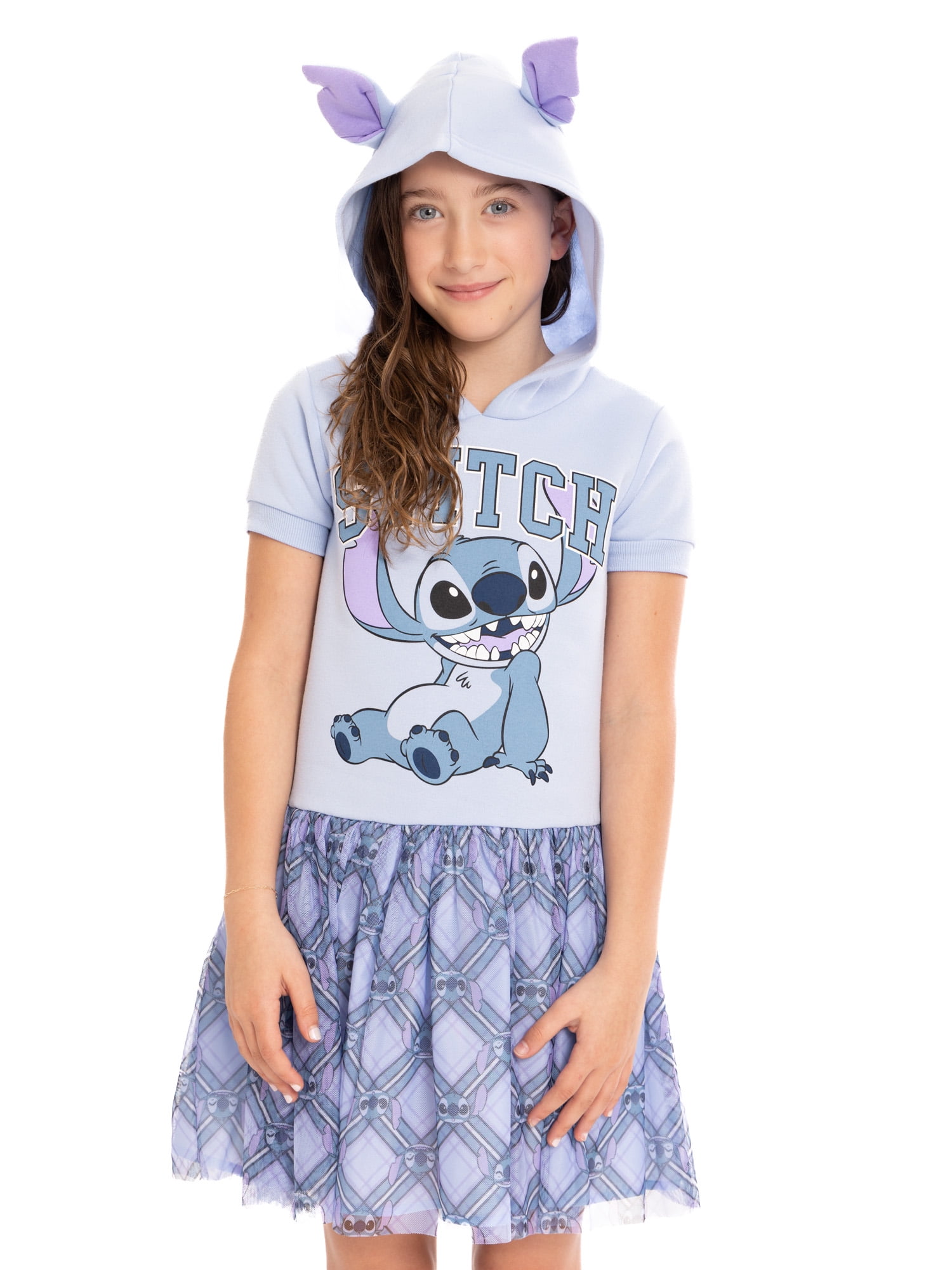Disney Little Girls Stitch Hooded Cosplay Outfit, Tulle Dress, Sizes 4 ...