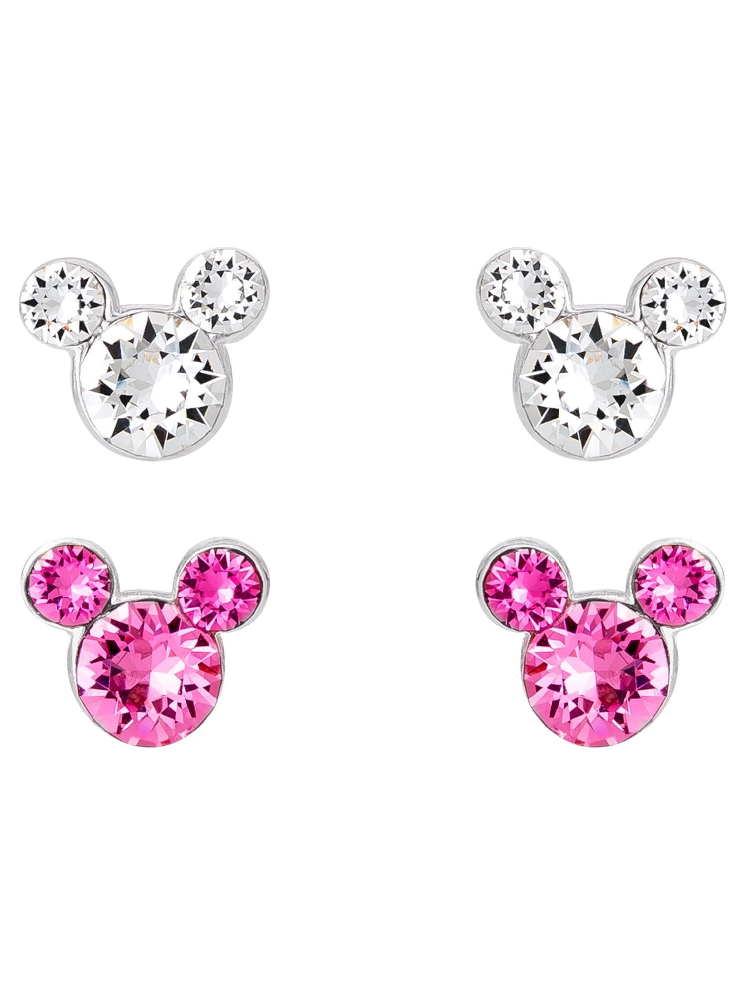 Disney Girls/Tween Sterling Silver Crystal Mickey Mouse Earring Set ...