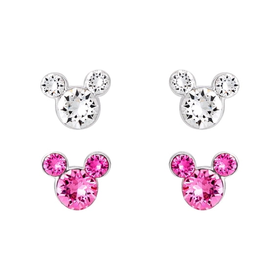 Disney Girls/Tween Sterling Silver Crystal Mickey Mouse Earring Set ...