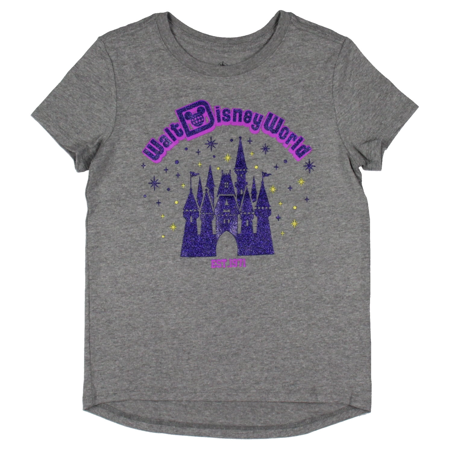 Disney Girls' Walt Disney World Cinderella Castle Glitter Logo High-Low ...