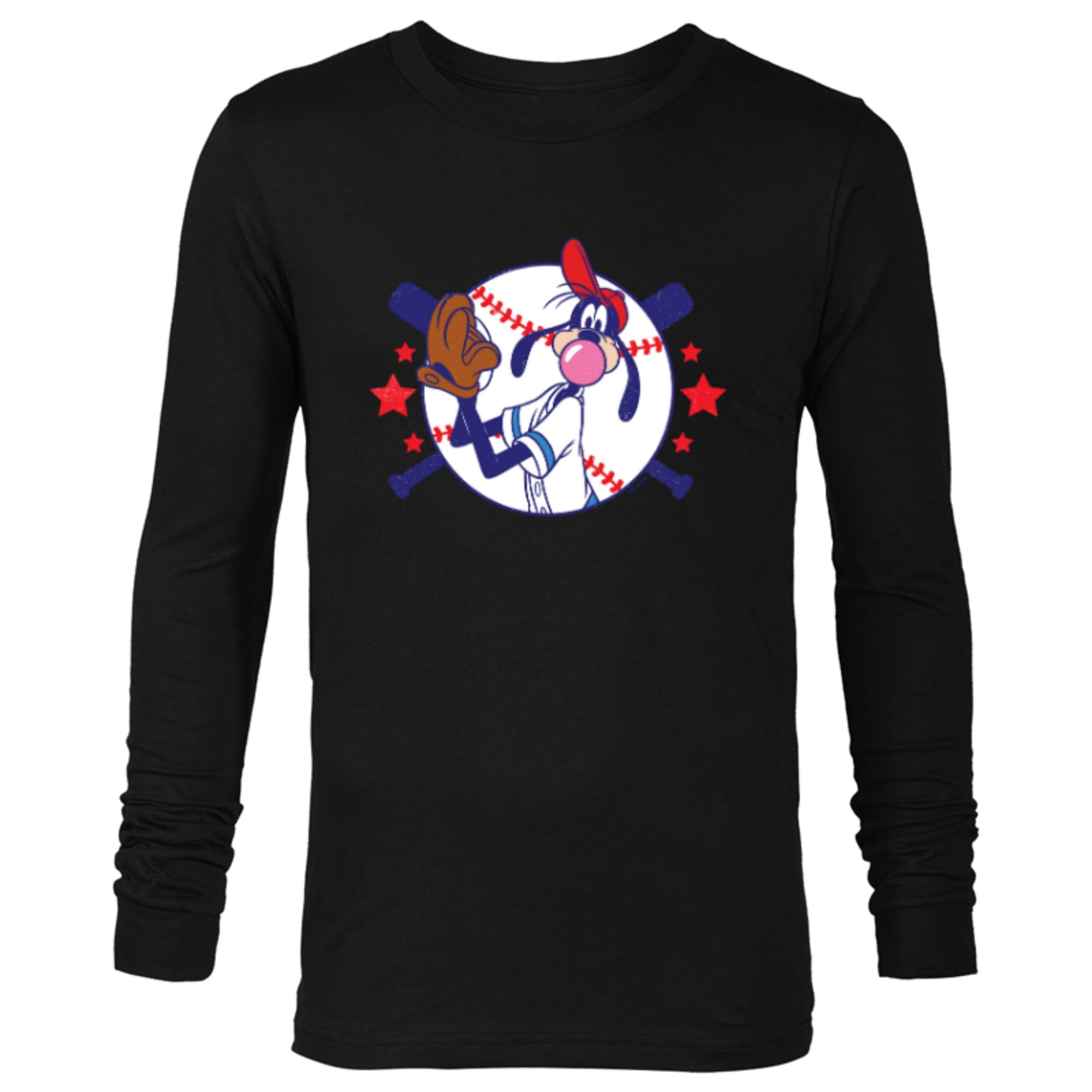 Disney Goofy Baseball Pitcher Bubble Gum Distressed - Long Sleeve T ...