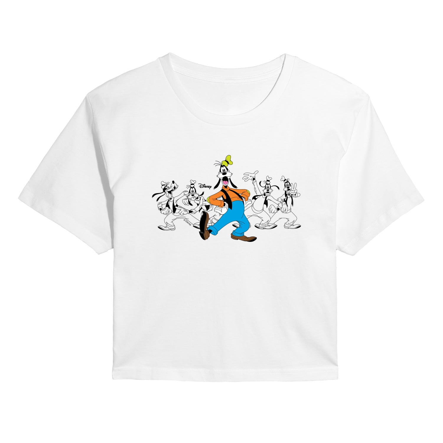 Disney - Goofy Chest - Juniors Cropped Short Sleeve Graphic T-Shirt ...