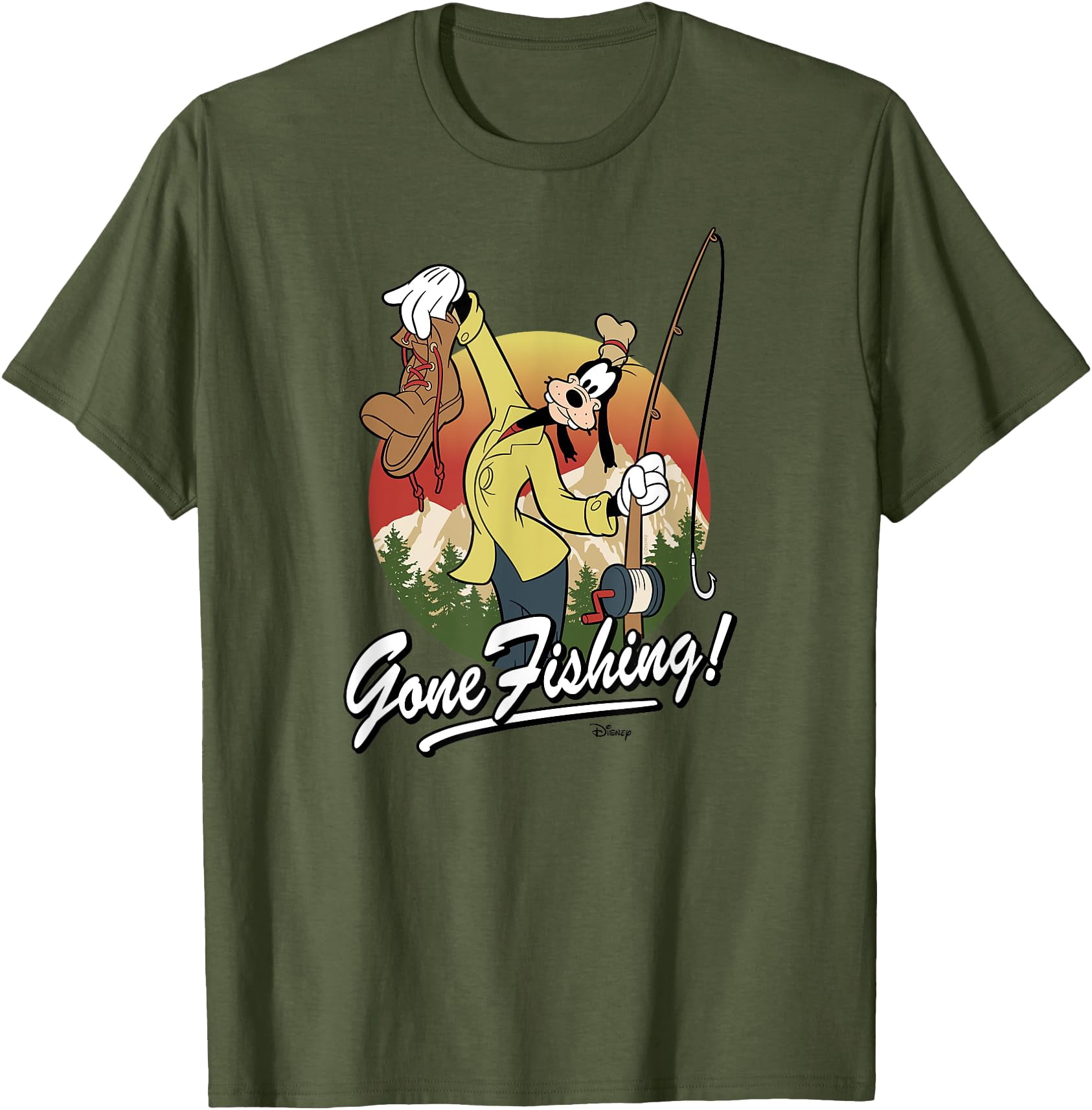 Disney - Goofy Gone Fishing! T-Shirt, Military Green Color, Size L ...