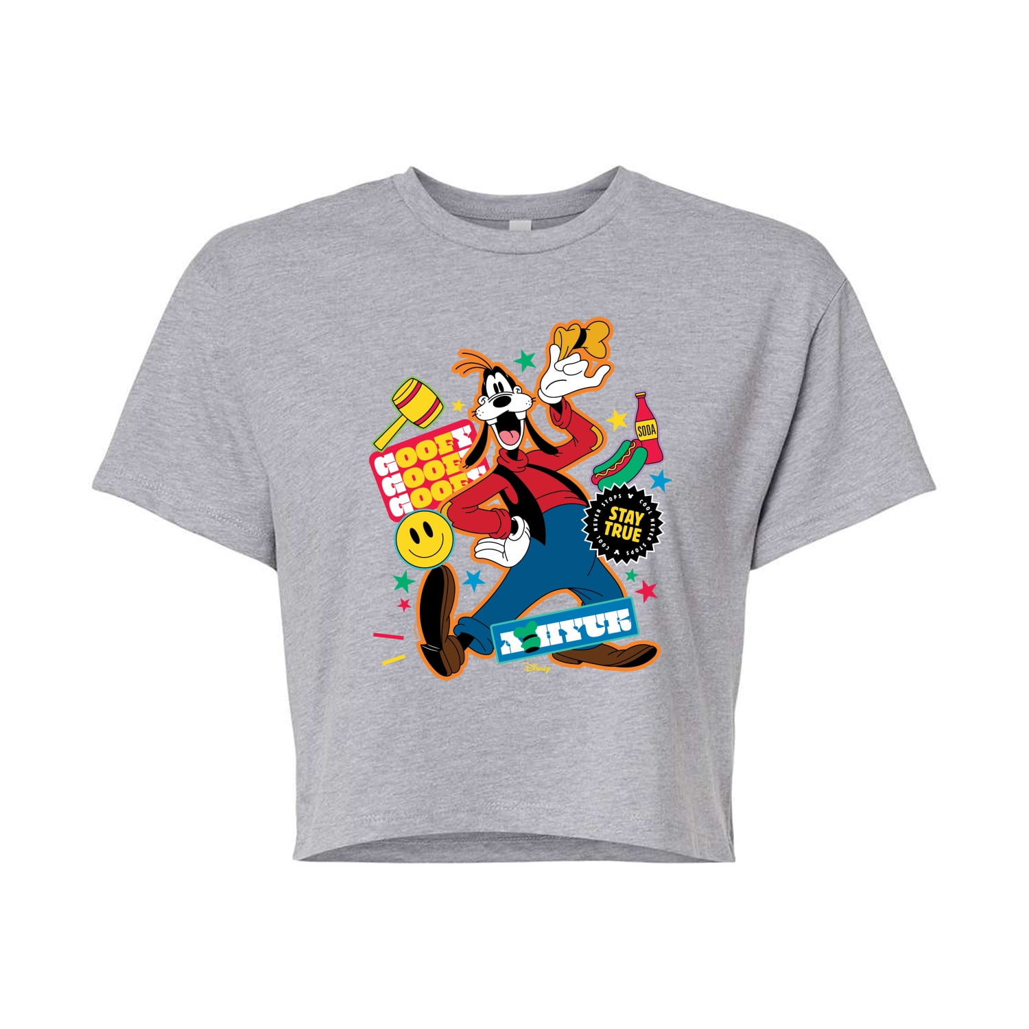 Disney - Goofy Sticker Look - Juniors Cropped Cotton Blend T-Shirt ...