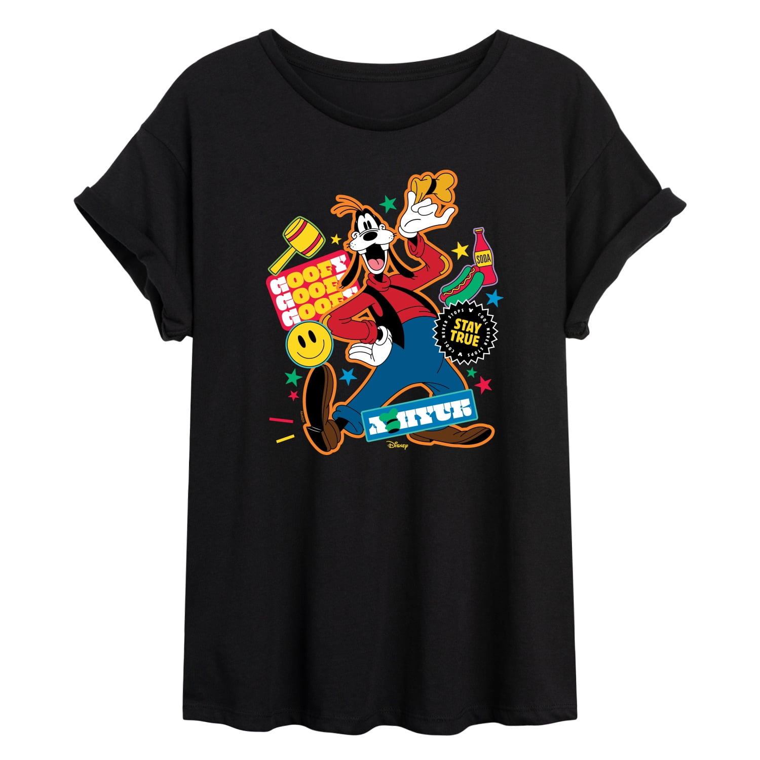 Disney - Goofy Sticker Look - Women's Oversized T-Shirt - Walmart.com