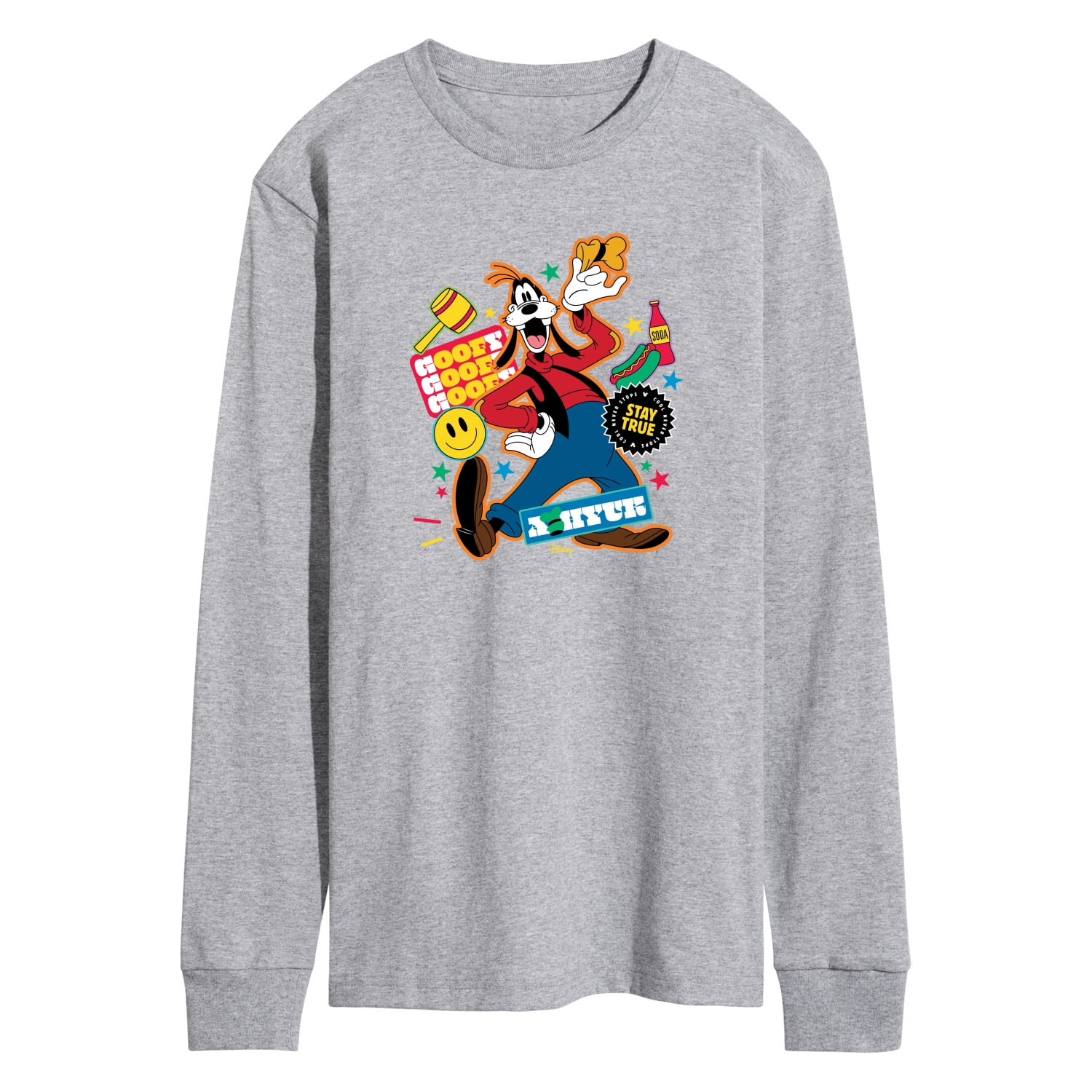 Disney - Goofy Sticker Look - Men's Long Sleeve T-Shirt - Walmart.com