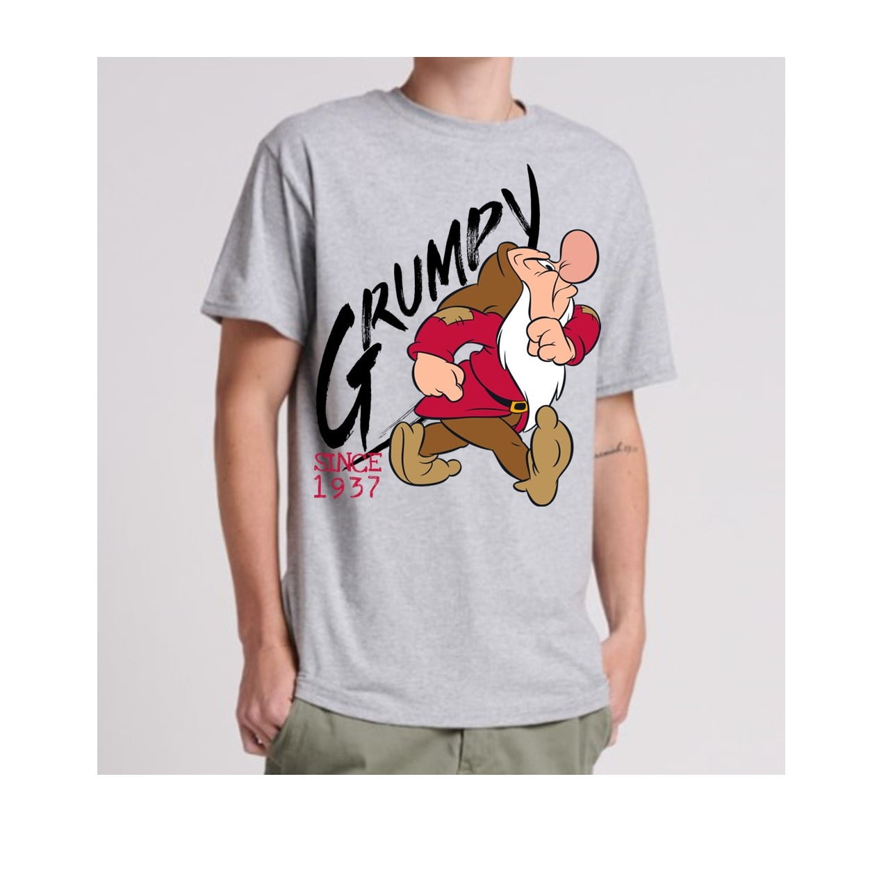Disney Grumpy with Brush Men's Gray Tee Large - Walmart.com