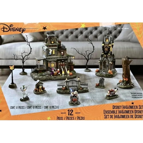 Disney 12-Piece Halloween Village Decor Set with Haunting Music and ...