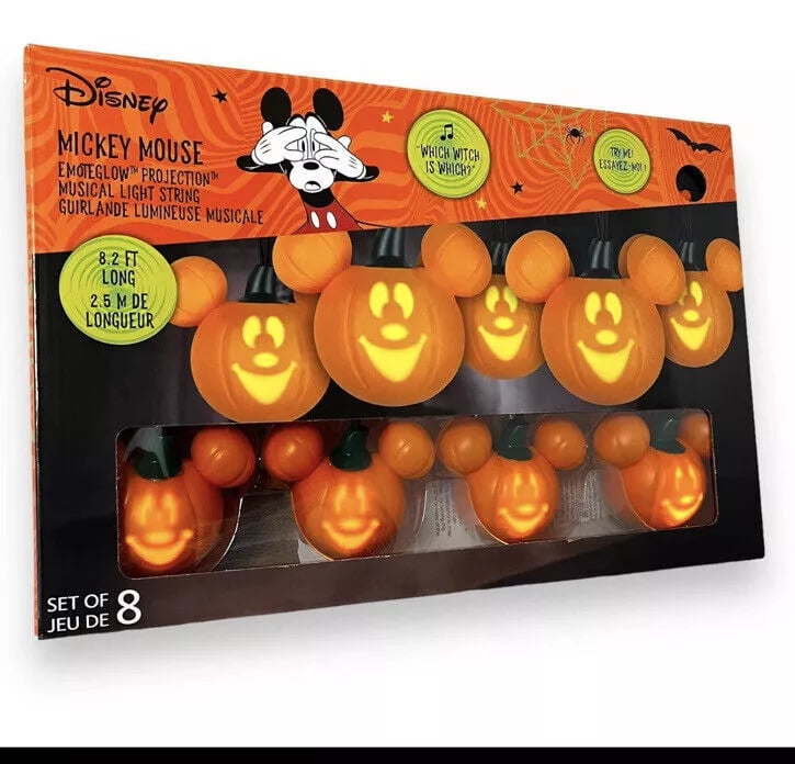 Disney ~ Halloween 🎃 Mickey Pumpkin Singing Projection ~ String Lights ...