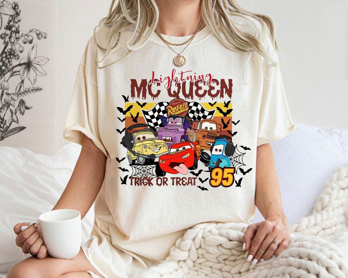 Disney Halloween Pixar Cars Happy Hallo-Wheel Shirt, Lightning Mcqueen ...