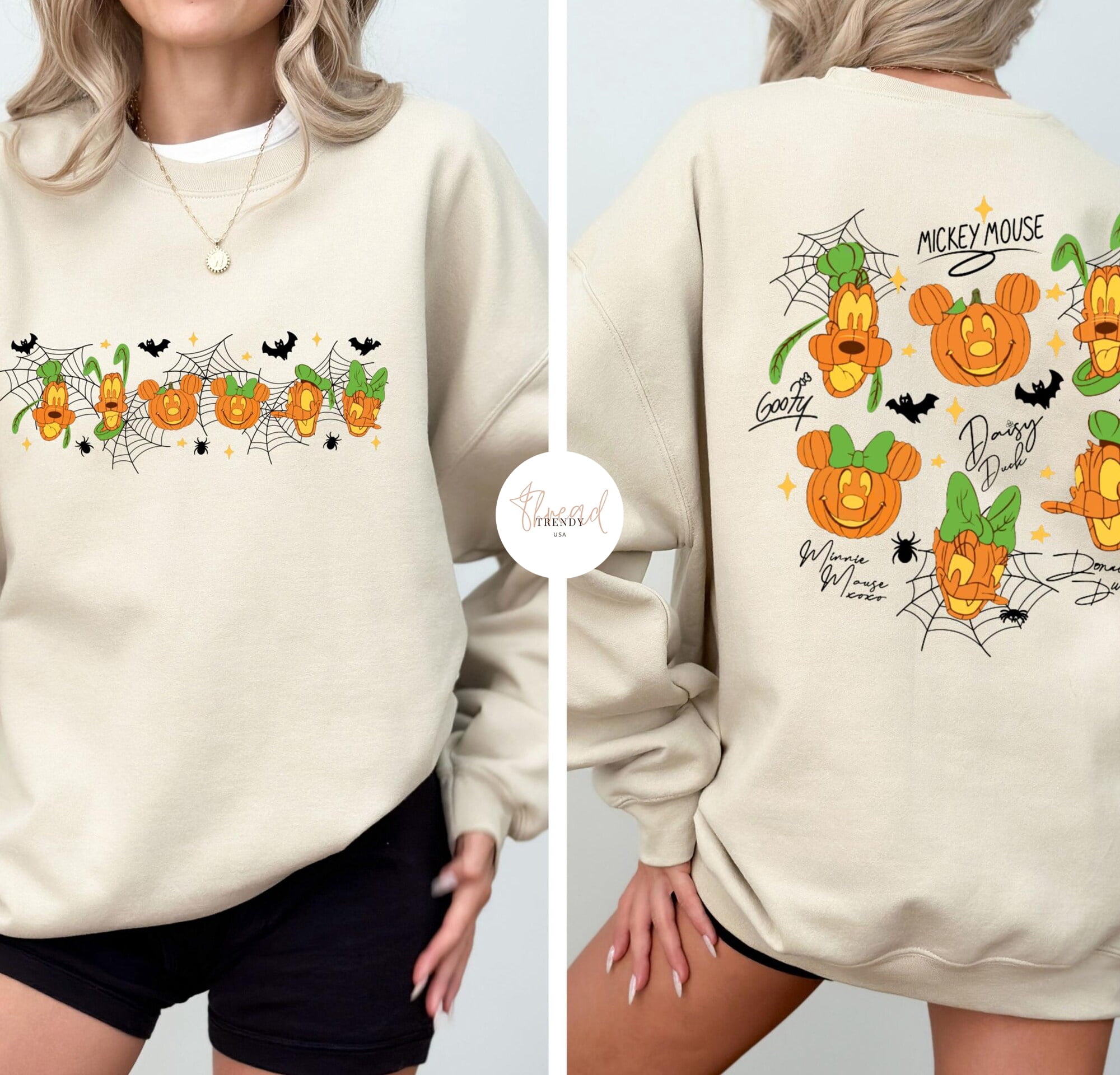 Disney Halloween Pumpkin Signature T-shirt Mickey And Friends Halloween ...