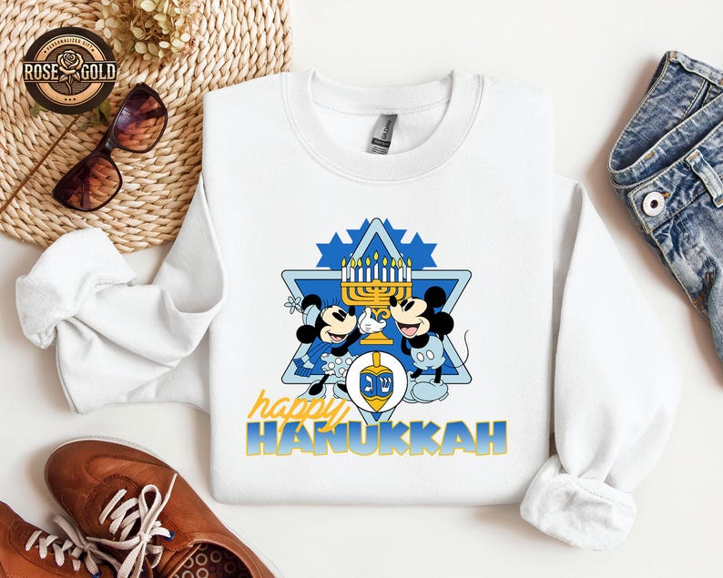 Disney Happy Hanukkah Sweatshirt, Chanukah Menorah Dreidel Jewish ...