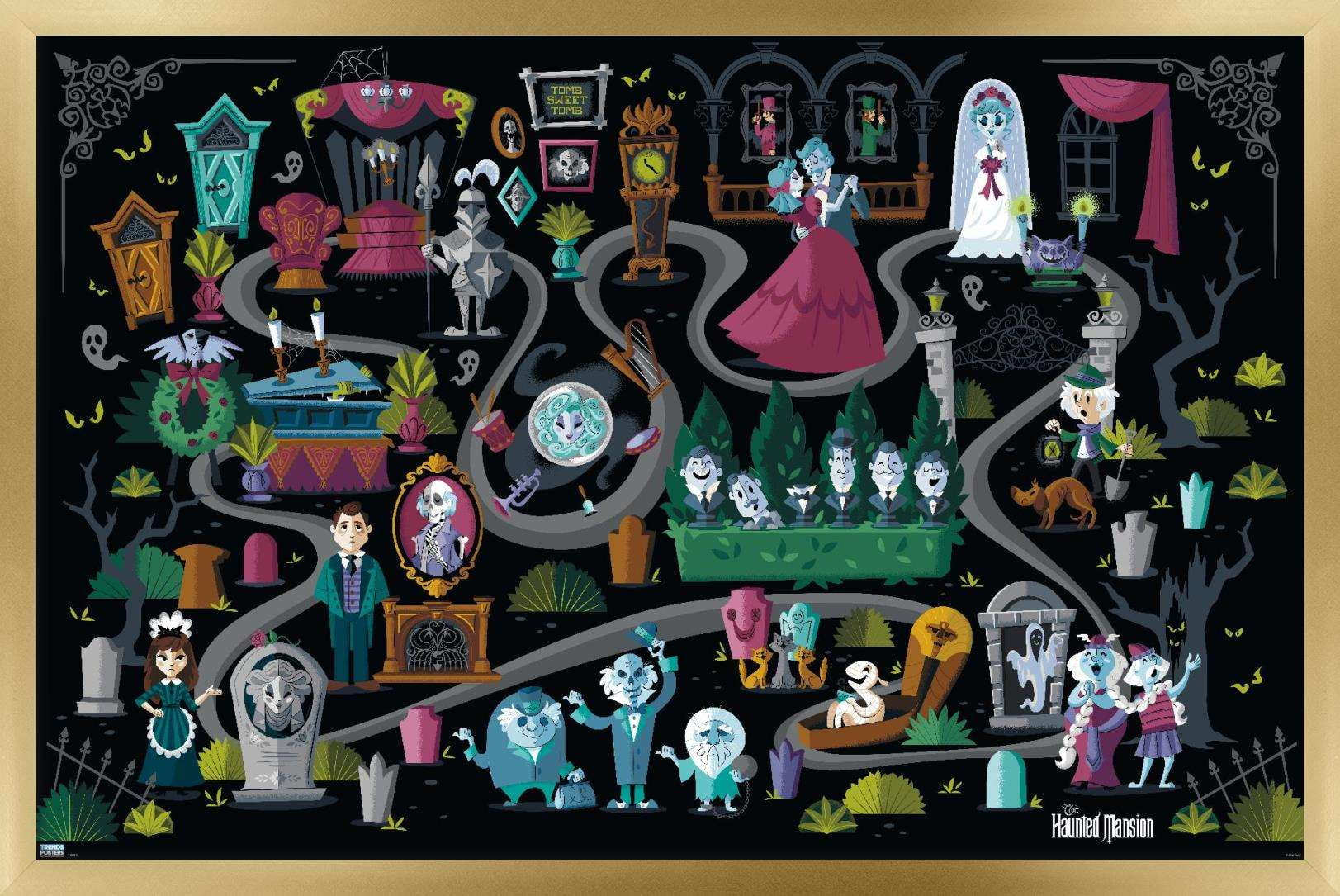 Disney Haunted Mansion - Map Wall Poster, 22.375" x 34", Framed ...