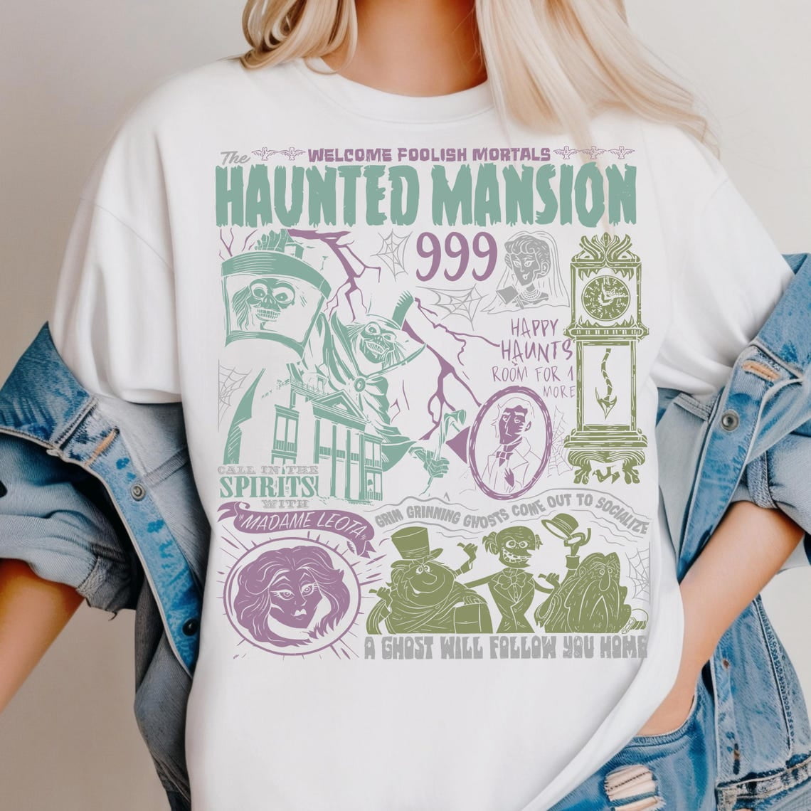 Disney Haunted Mansion Shirt Welcome Foolish Mortals Hitchhiking Ghost ...