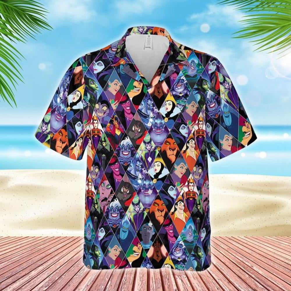 Disney Hawaiian Shirt Summer Beach Disney Villains Characters Aloha ...