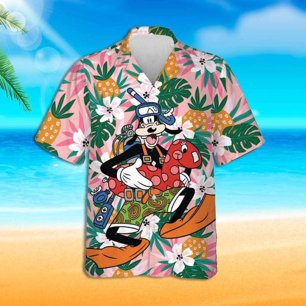 Disney Hawaiian Shirt Summer Beach Goofy Dog The Diver Disney Aloha ...