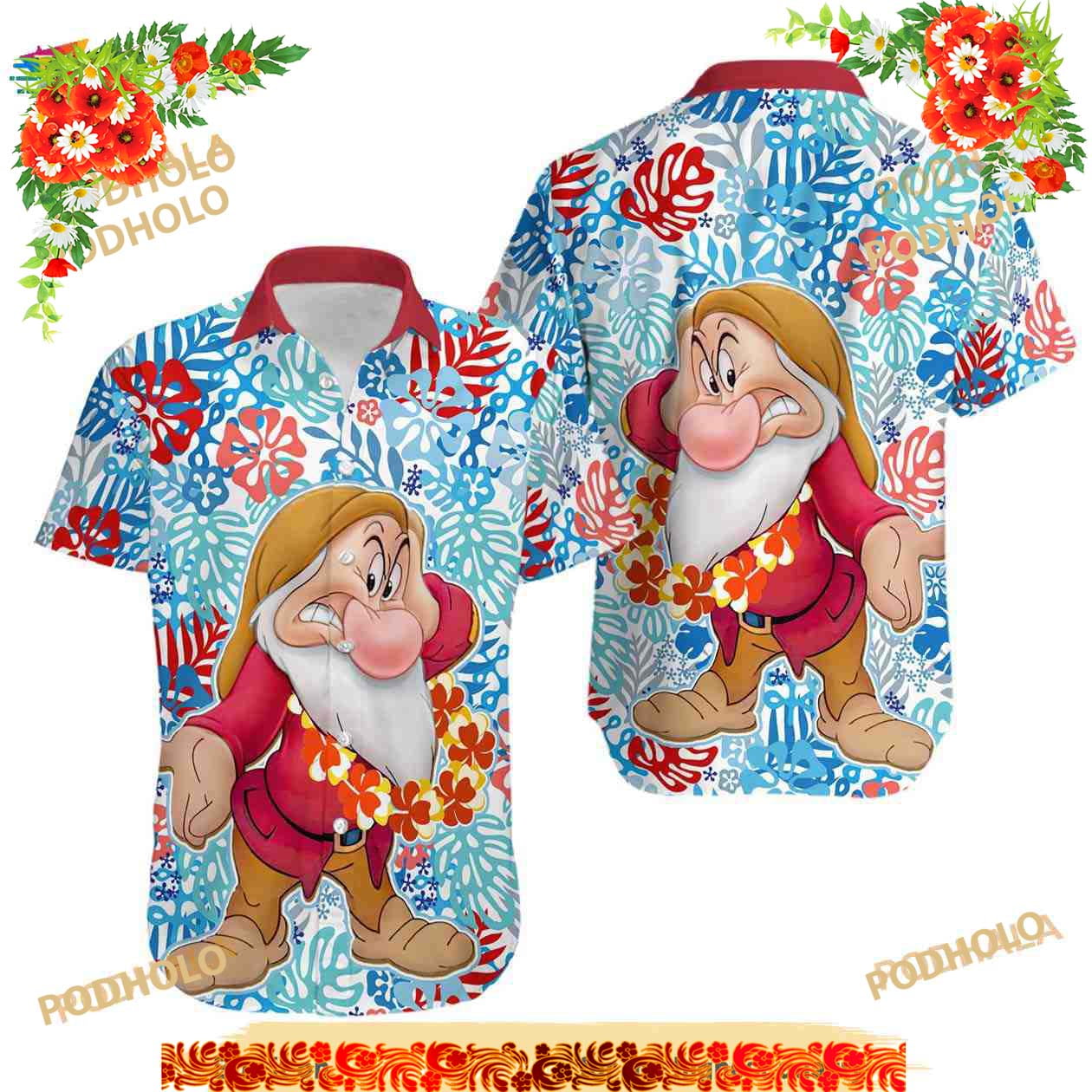 Disney Hawaiian Shirts, Grumpy Hawaiian Shirts, - Walmart.com