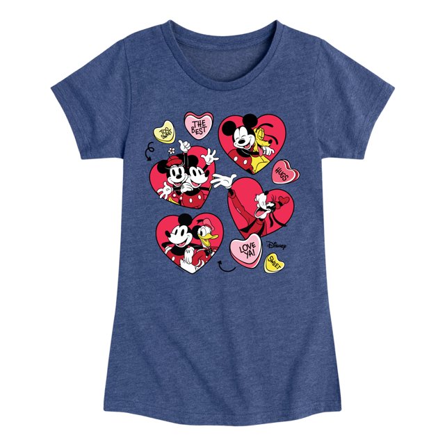 Disney - Heart Grid - Toddler & Youth Girls Short Sleeve Graphic T ...
