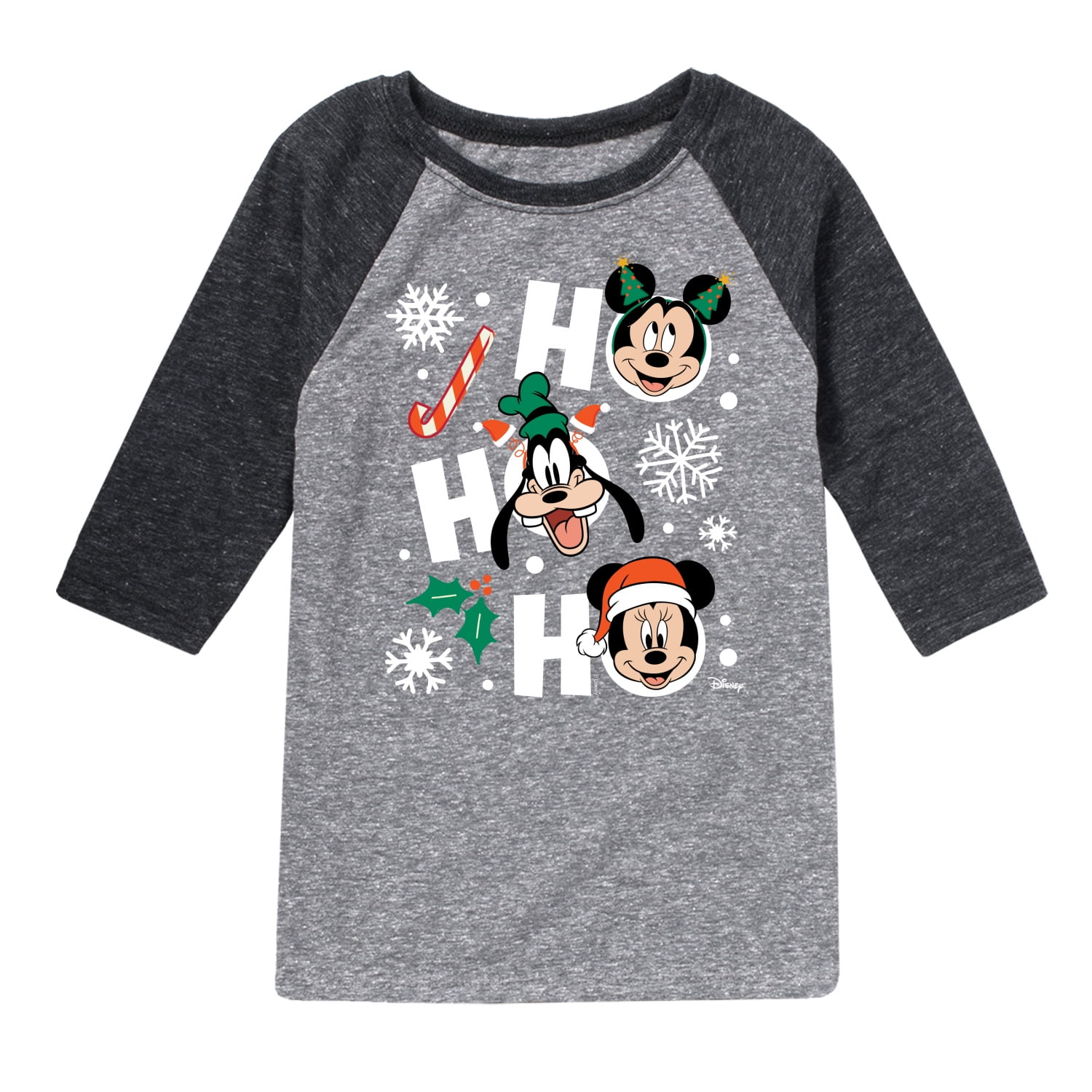 Disney - Ho Ho Ho Characters - Toddler & Youth Raglan Graphic T-Shirt ...