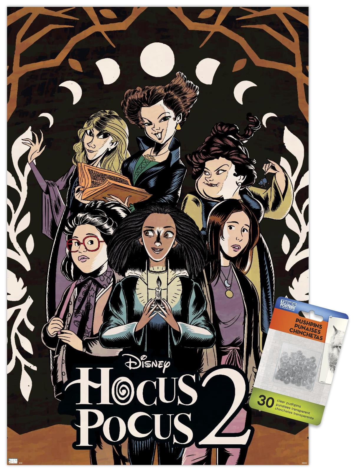 Disney Hocus Pocus 2 - Group Wall Poster with Push Pins, 14.725" x 22. ...