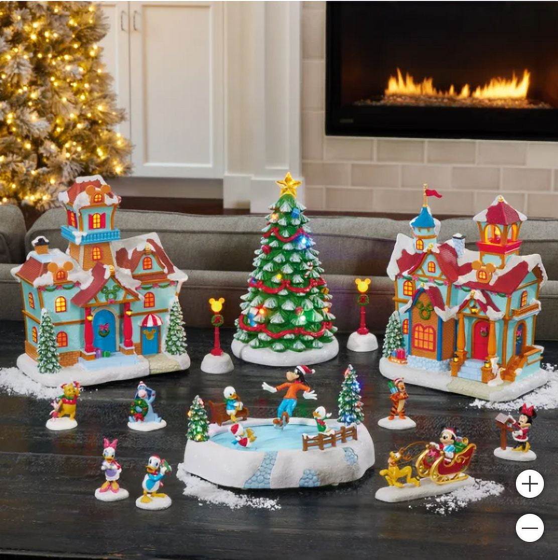 Disney Holiday Village, 13-Piece Christmas Centerpiece with Lights ...