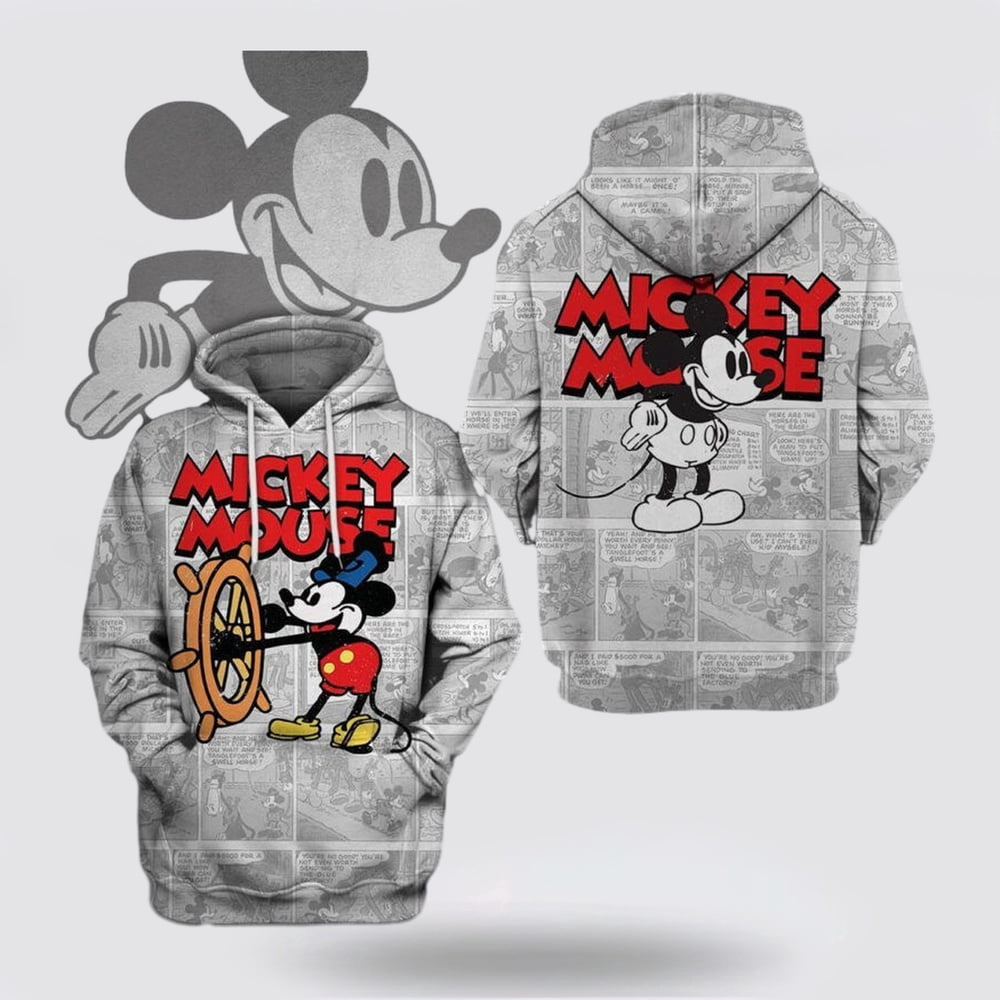 Disney Hoodie Cute Mickey Mouse Old Version Comic White 3D Hoodie ...