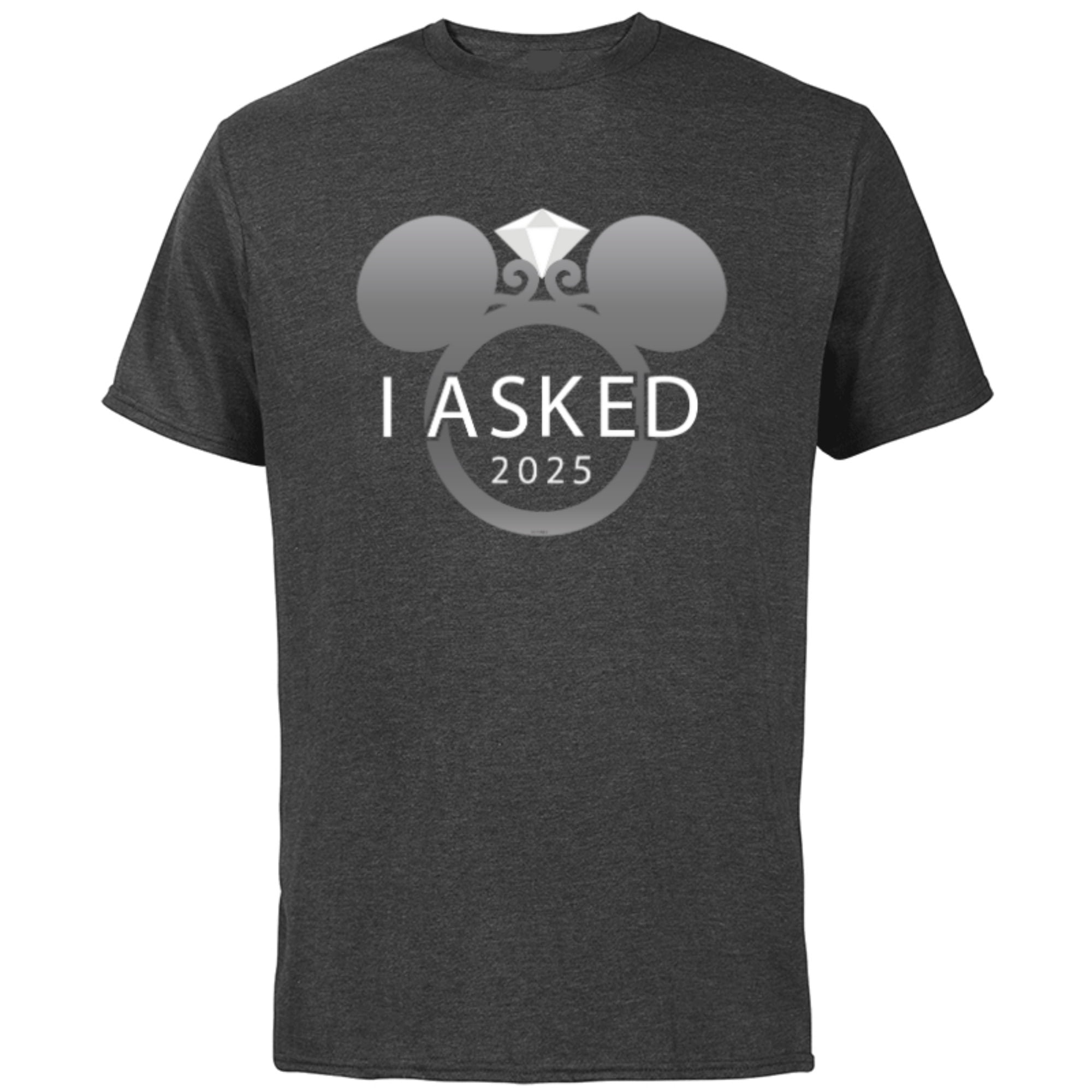 Disney I Asked 2025 Engagement Ring Proposal Mickey - Short Sleeve Cotton T-Shirt for Adults ...
