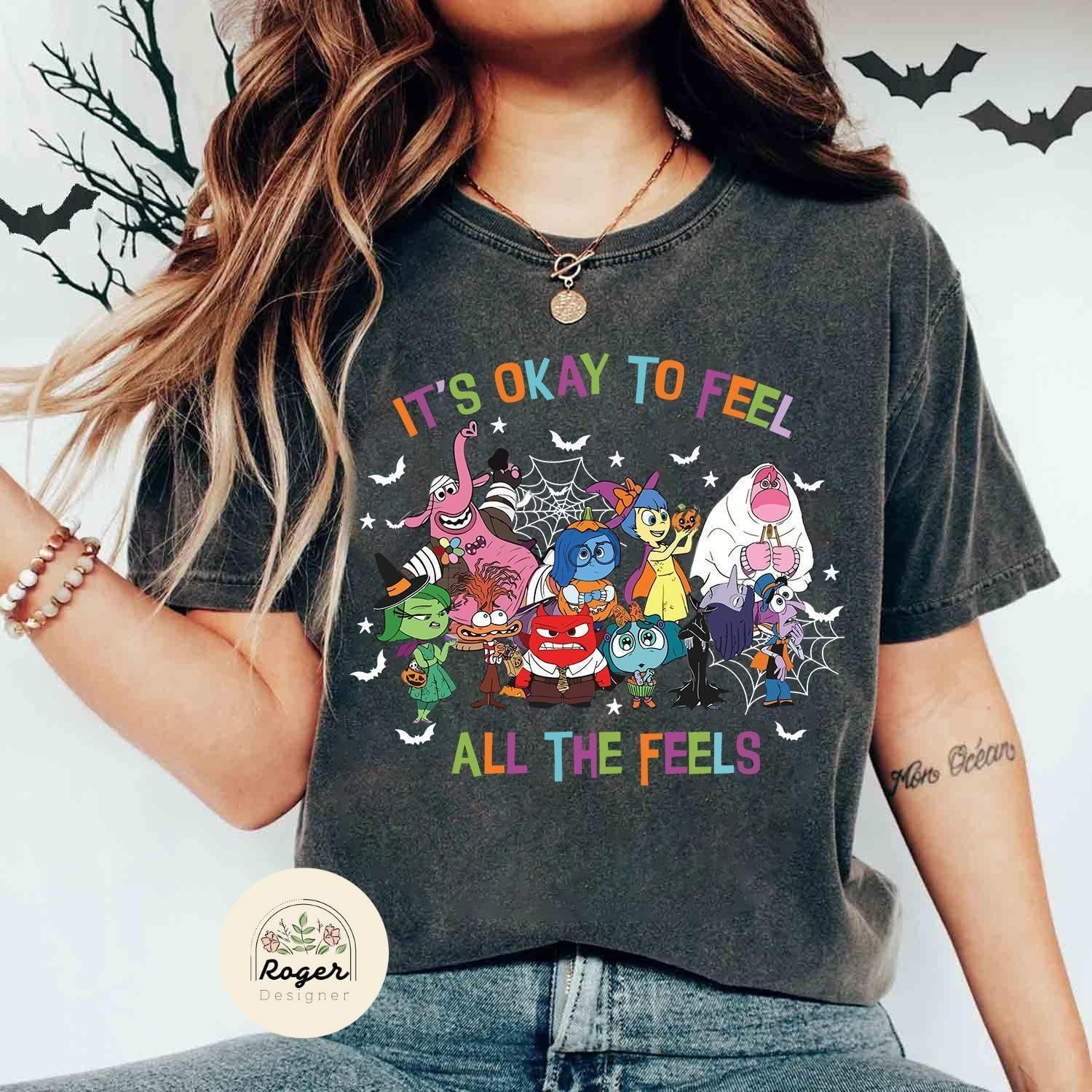 Disney In.Side Out 2 Halloween Costume T-Shirt, Joy Sadness Anger Ennui ...