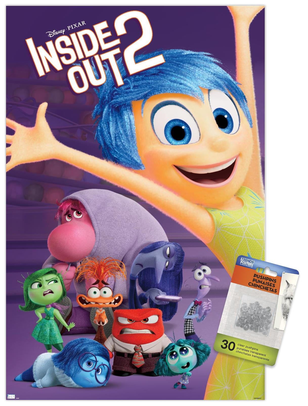 Disney Inside Out 2 - Group Wall Poster with Push Pins, 14.725" x 22. ...