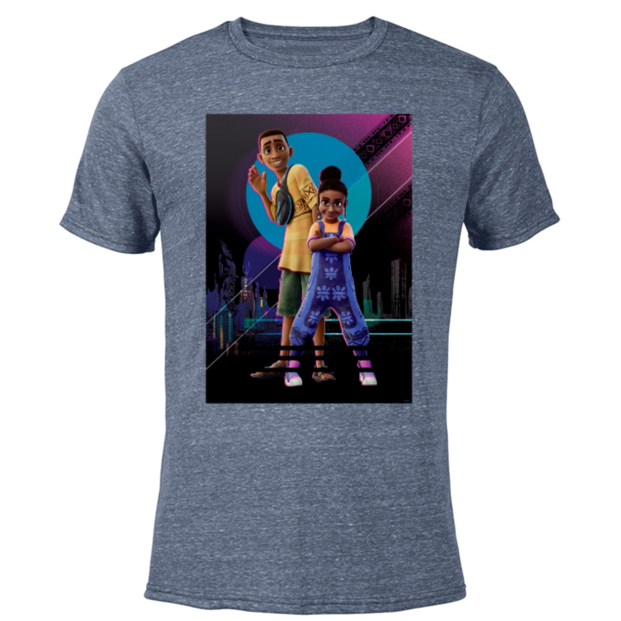 Disney Iwájú Animated Series Tola and Kole Cityscape Disney+- Short Sleeve Blended T-Shirt for ...