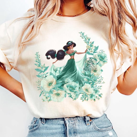 Disney Jasmine Princess Floral Half Circle Shirt Disney Aladdin Jasmine ...