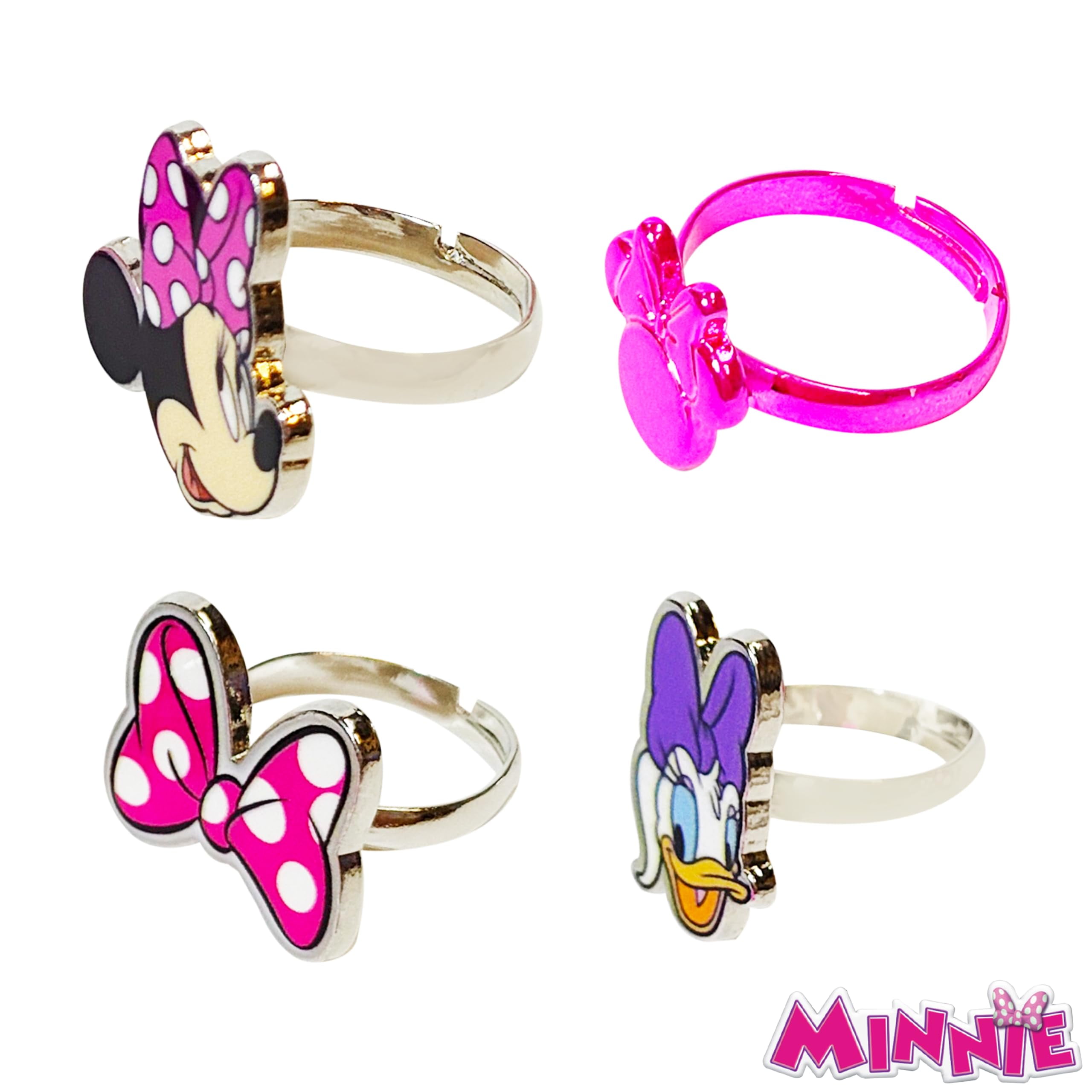 Disney Jewelry: 4-Piece Adjustable Minnie Rings for Girls Disney Cute ...