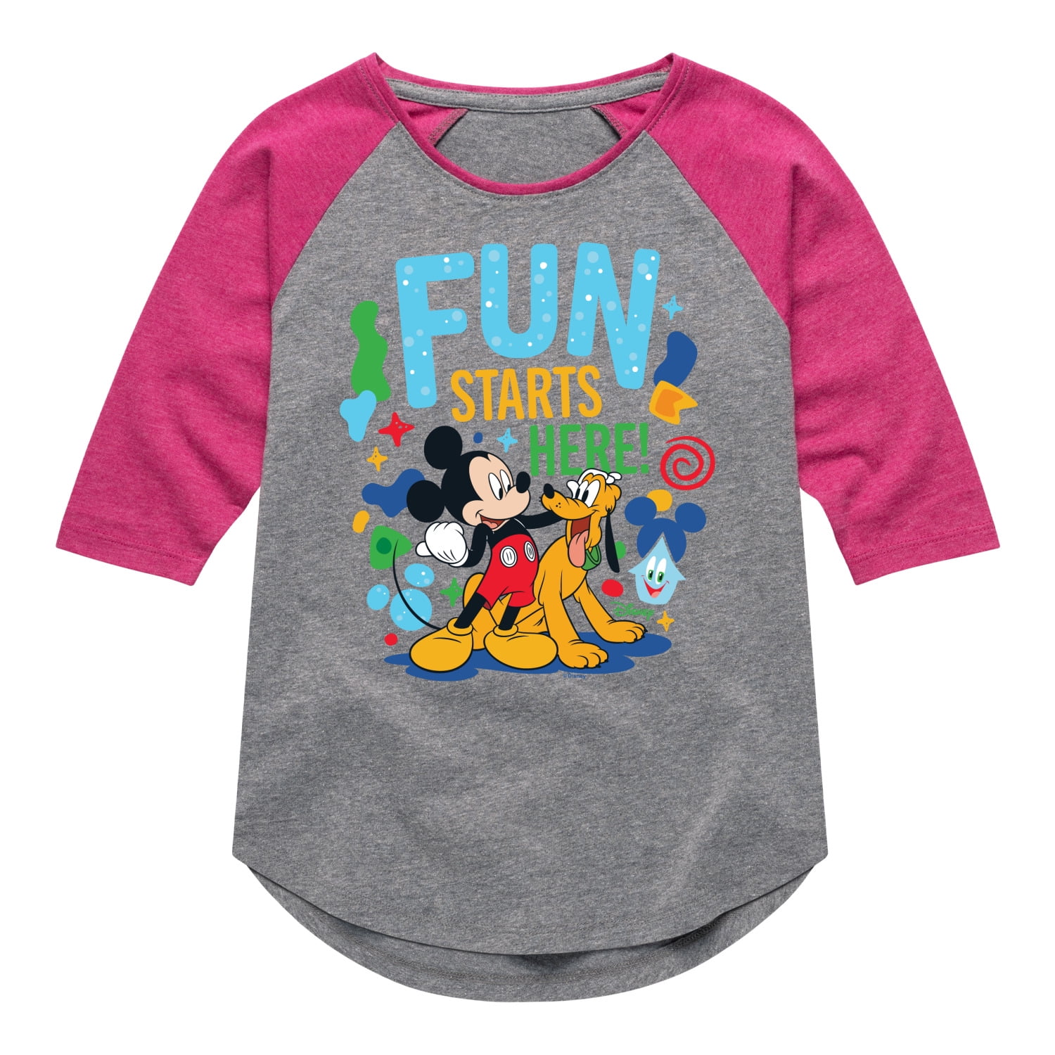 Disney Jr - Fun Starts Here Mickey Pluto - Toddler & Youth Girls Raglan ...