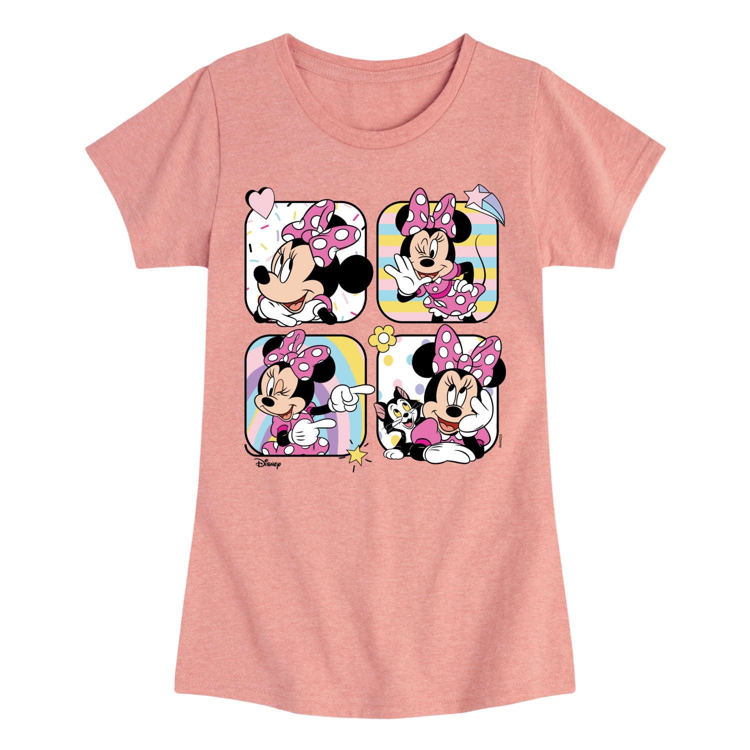 Disney Jr. - Grid Doodle Minnie Mouse - Girls Fitted Short Sleeve Tee ...