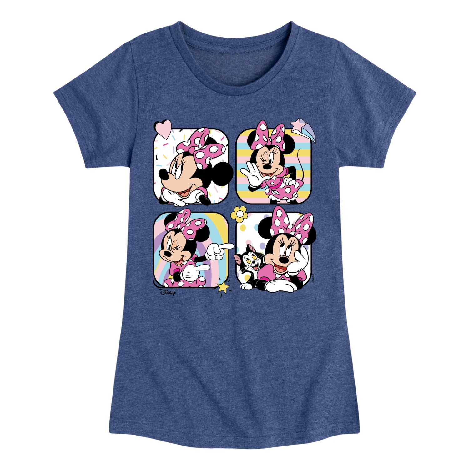 Disney Jr. - Grid Doodle Minnie Mouse - Girls Fitted Short Sleeve Tee ...