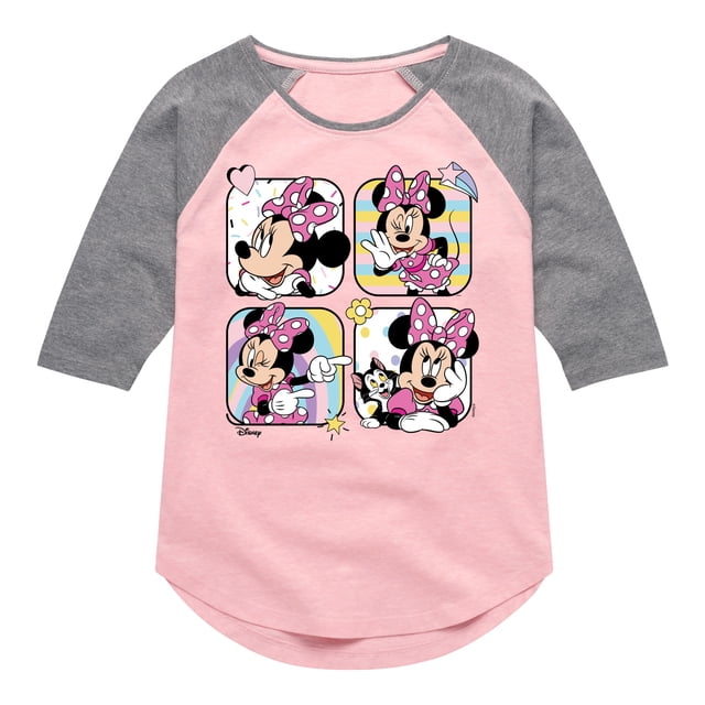 Disney Jr. - Grid Doodle Minnie Mouse - Girls Shirt Tail Raglan ...