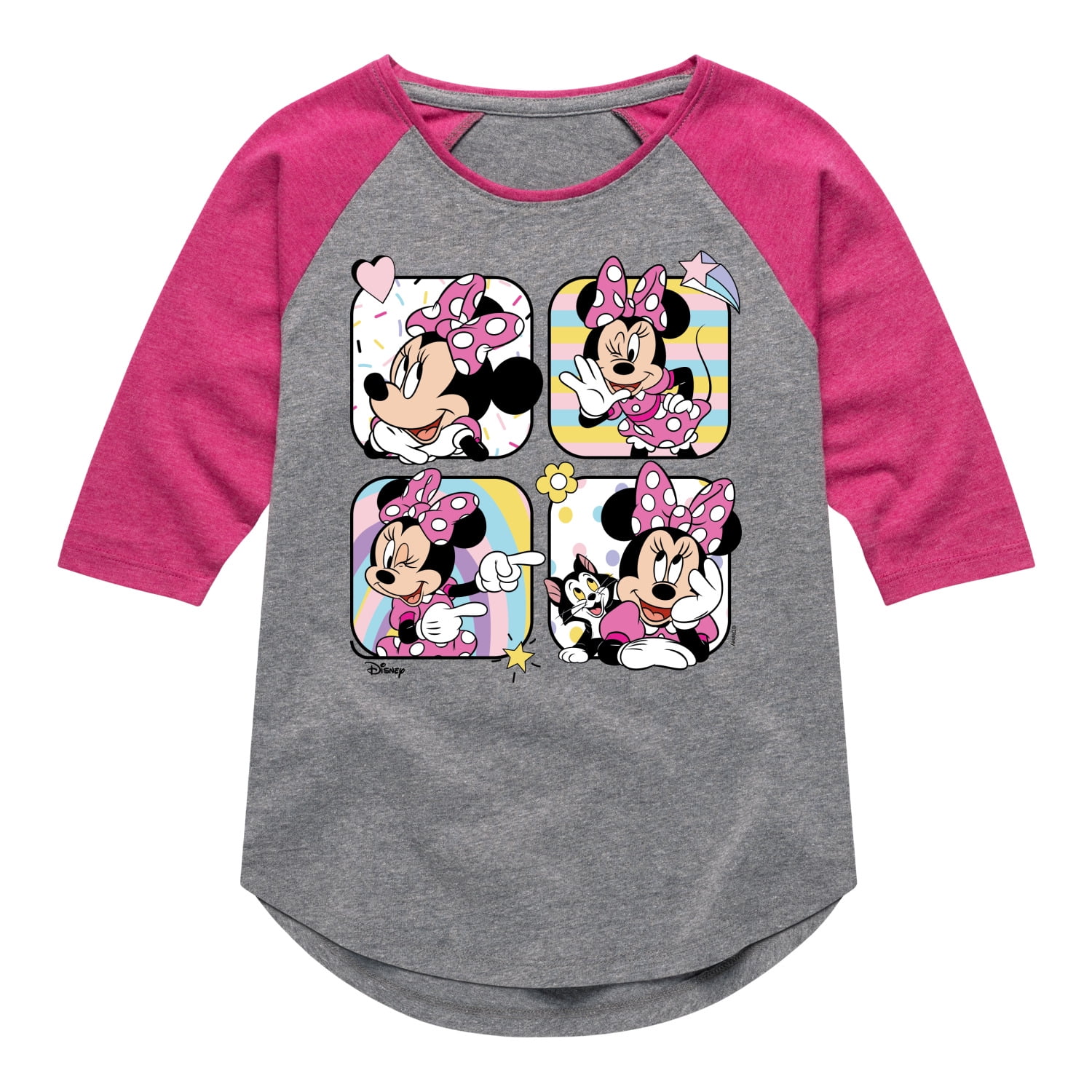 Disney Jr. - Grid Doodle Minnie Mouse - Girls Shirt Tail Raglan ...