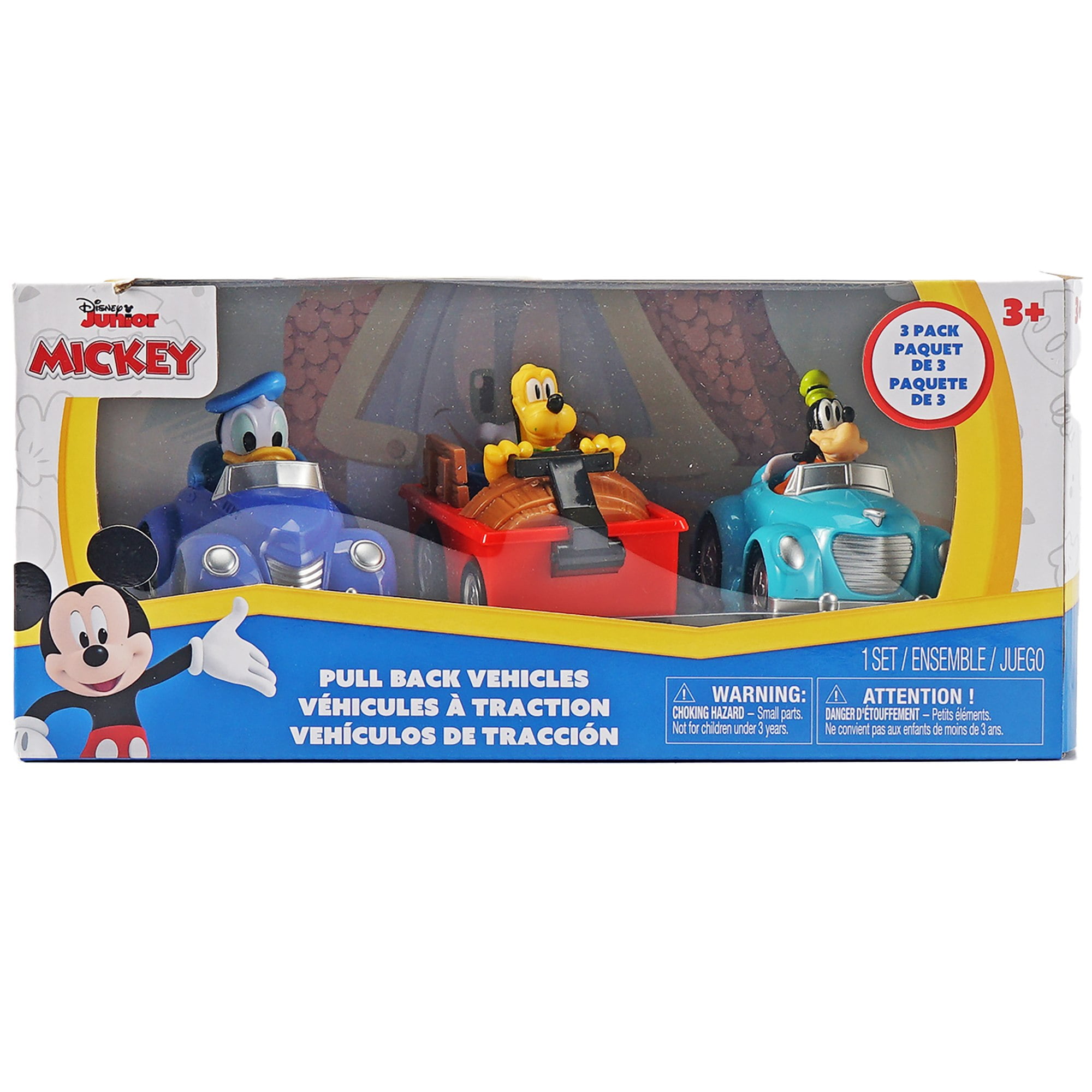 Disney Junior: 3 Pack Pull-Back Toy Vehicles - Donald, Goofy & Pluto ...