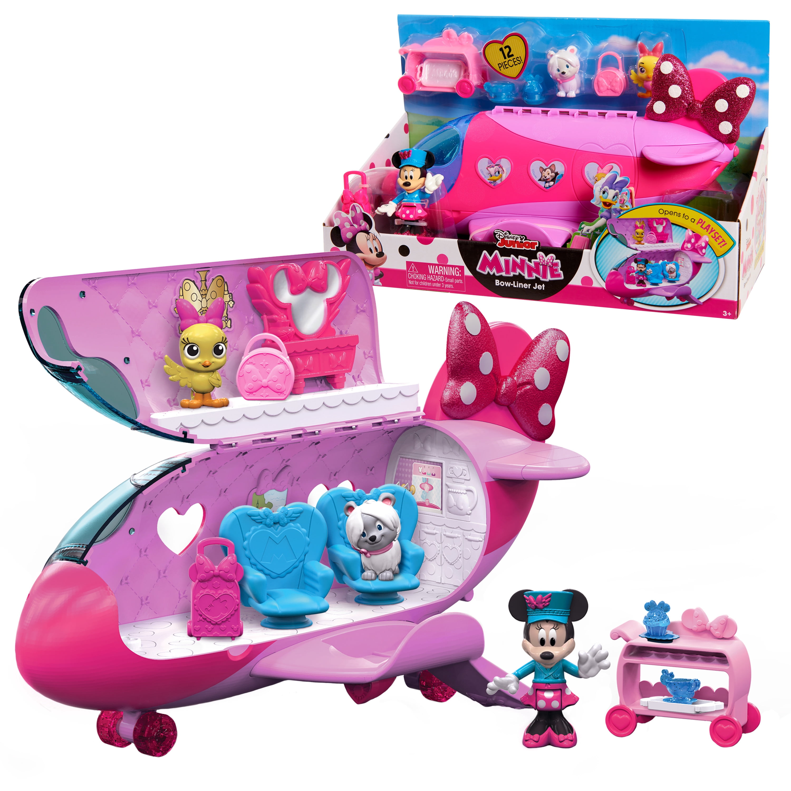 Disney Junior Minnie Mouse Bow-Liner Jet Toy Figures and Playset ...