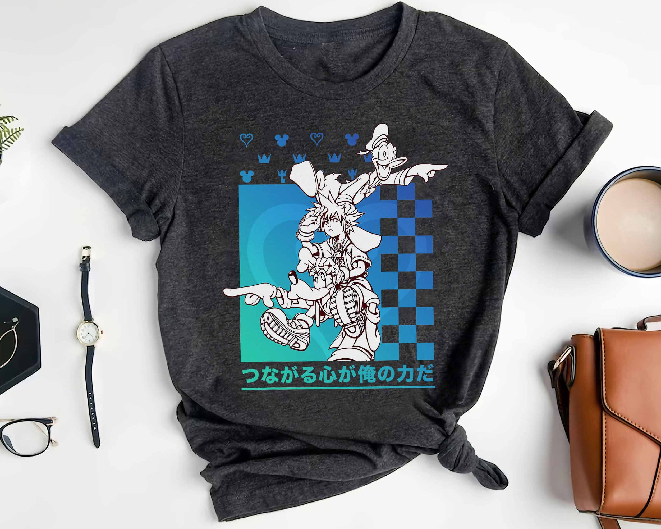 Disney Kingdom Hearts Sora Donald Goofy Kanji Checkerboard Shirt Magic Kingdom Unisex Kid Shirt ...