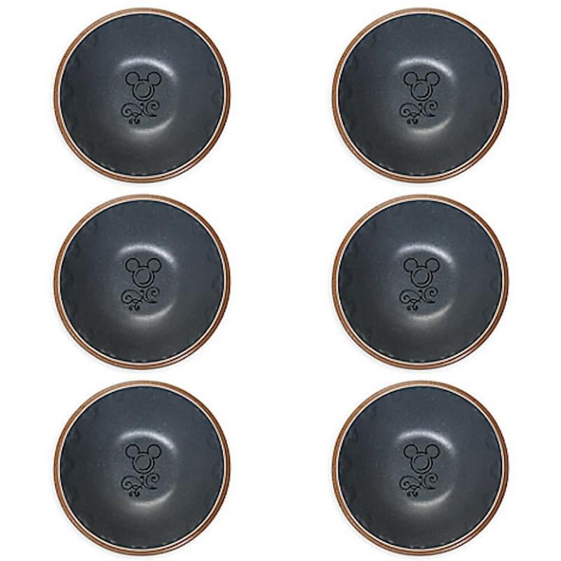 Disney Kitchen Mickey Mouse Icon Ceramic Bowl Set of 6 Gray Tan New ...