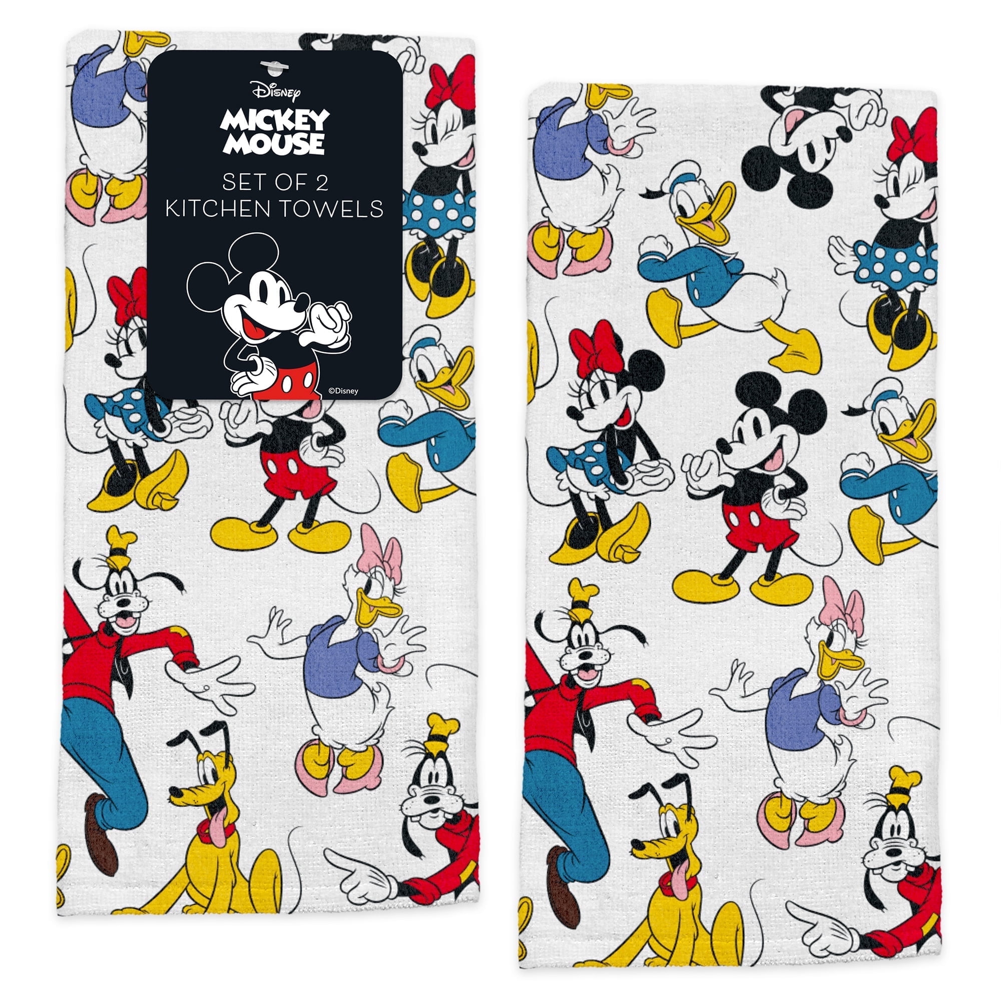 Disney Kitchen Towels, 100% Cotton, Mickey & Friends Print, 16” x 26 ...