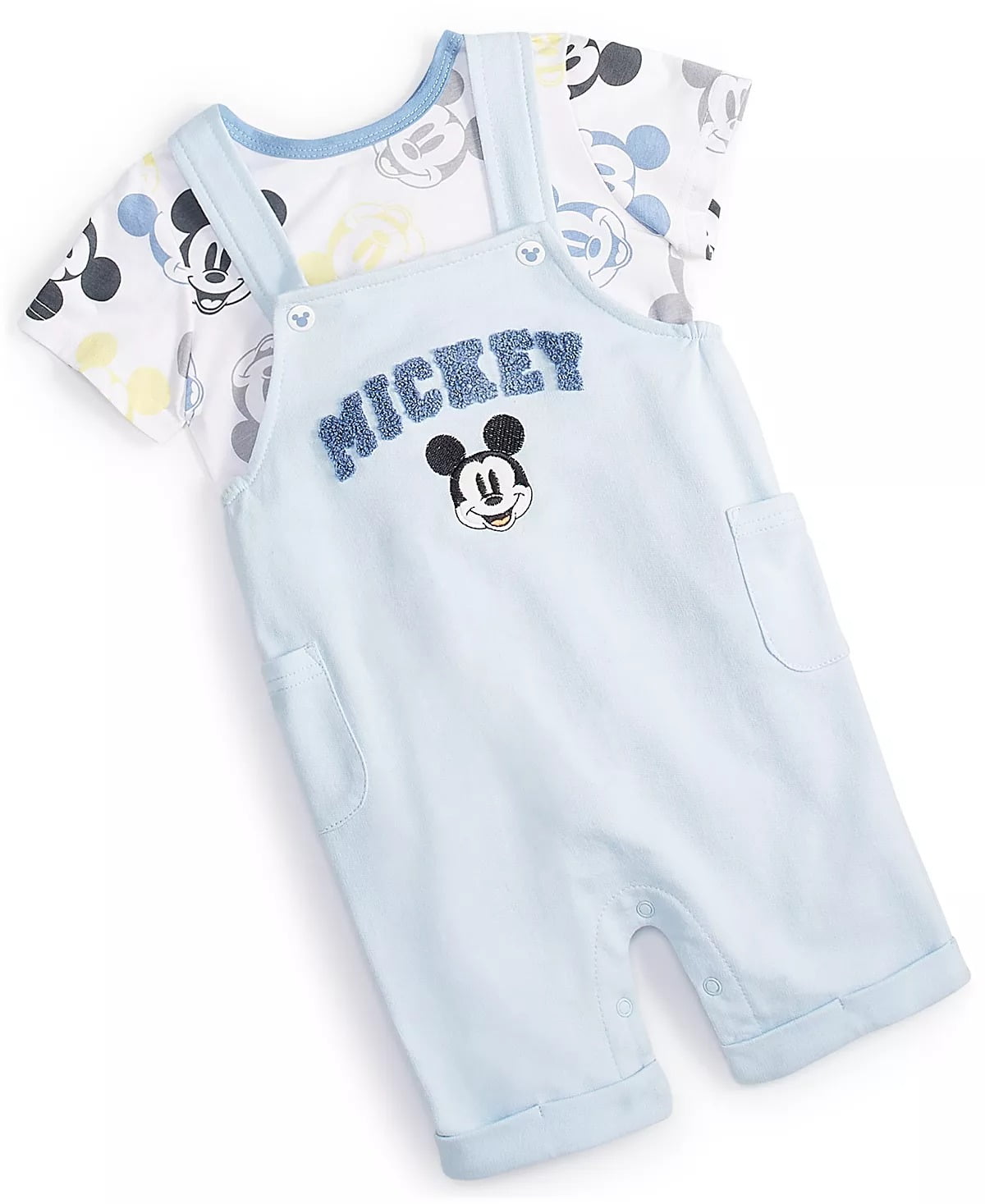 Disney LIGHT BLUE Baby Mickey Mouse T-Shirt & Shortall, 2 Piece Set, US ...