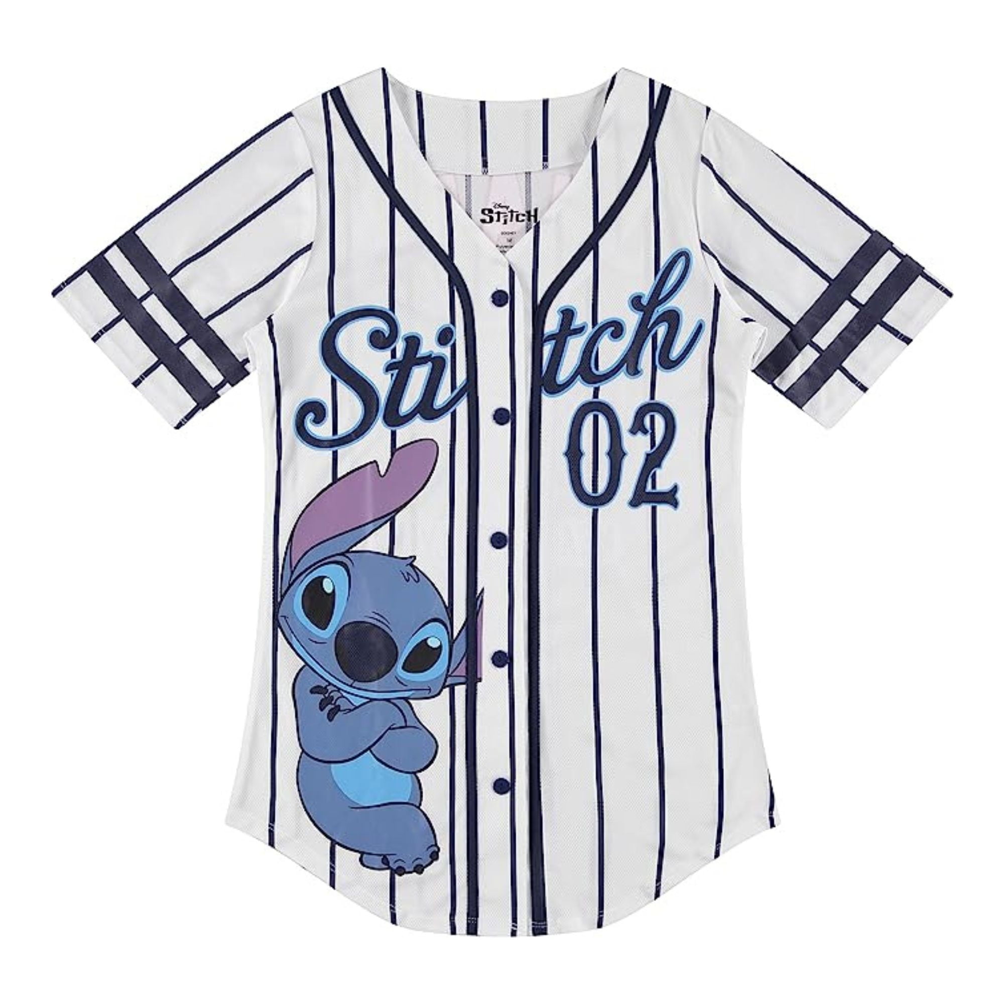 Disney Ladies Lilo and Stitch Baseball Jersey Shirt, Printed Button ...