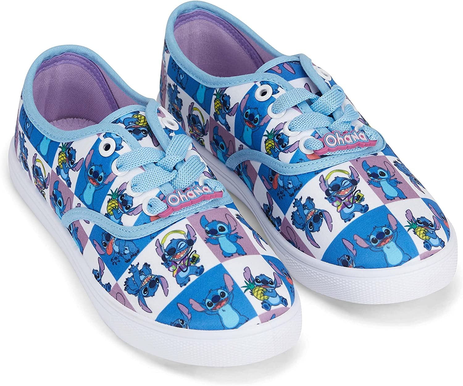 Disney Lilo and Stitch Ladies Canvas Sneakers, Lace Up, Blue, Size 8 ...