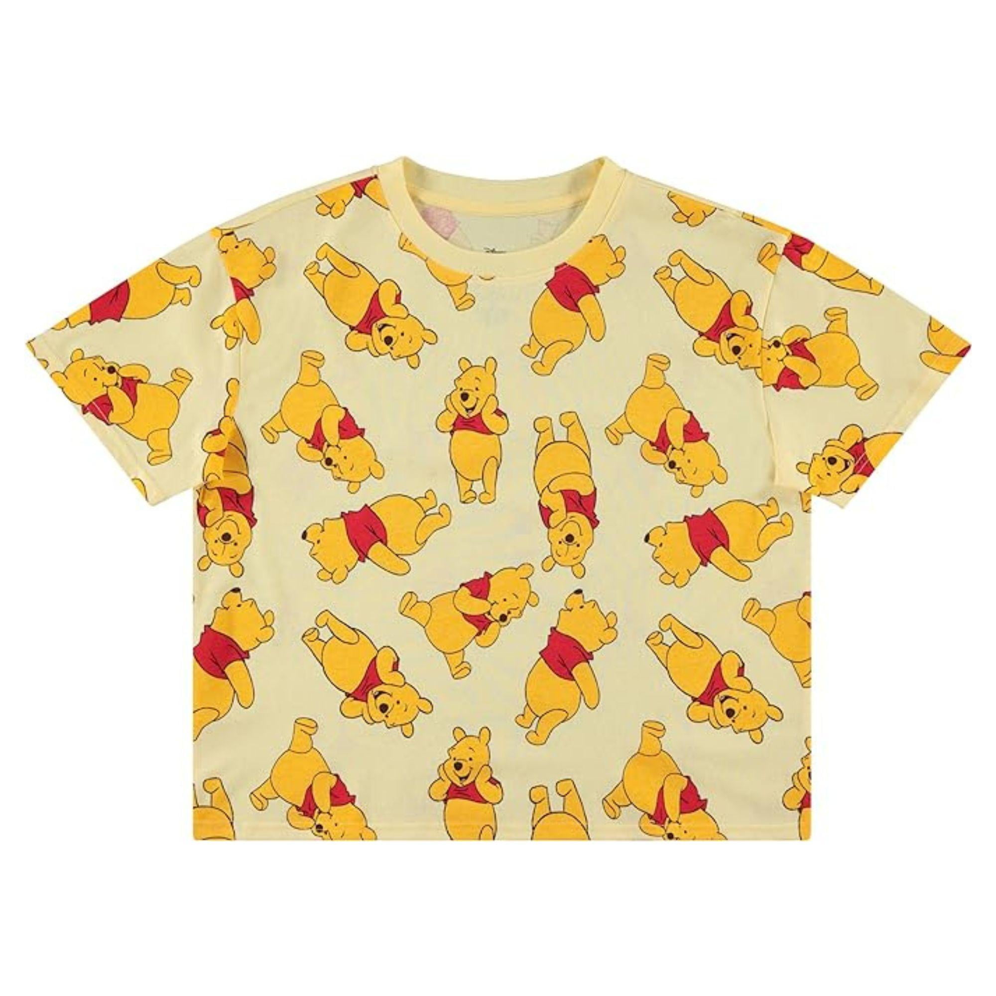 Disney Women's Winnie The Pooh Shirt, Printed Skimmer Crop Top Shirt ...