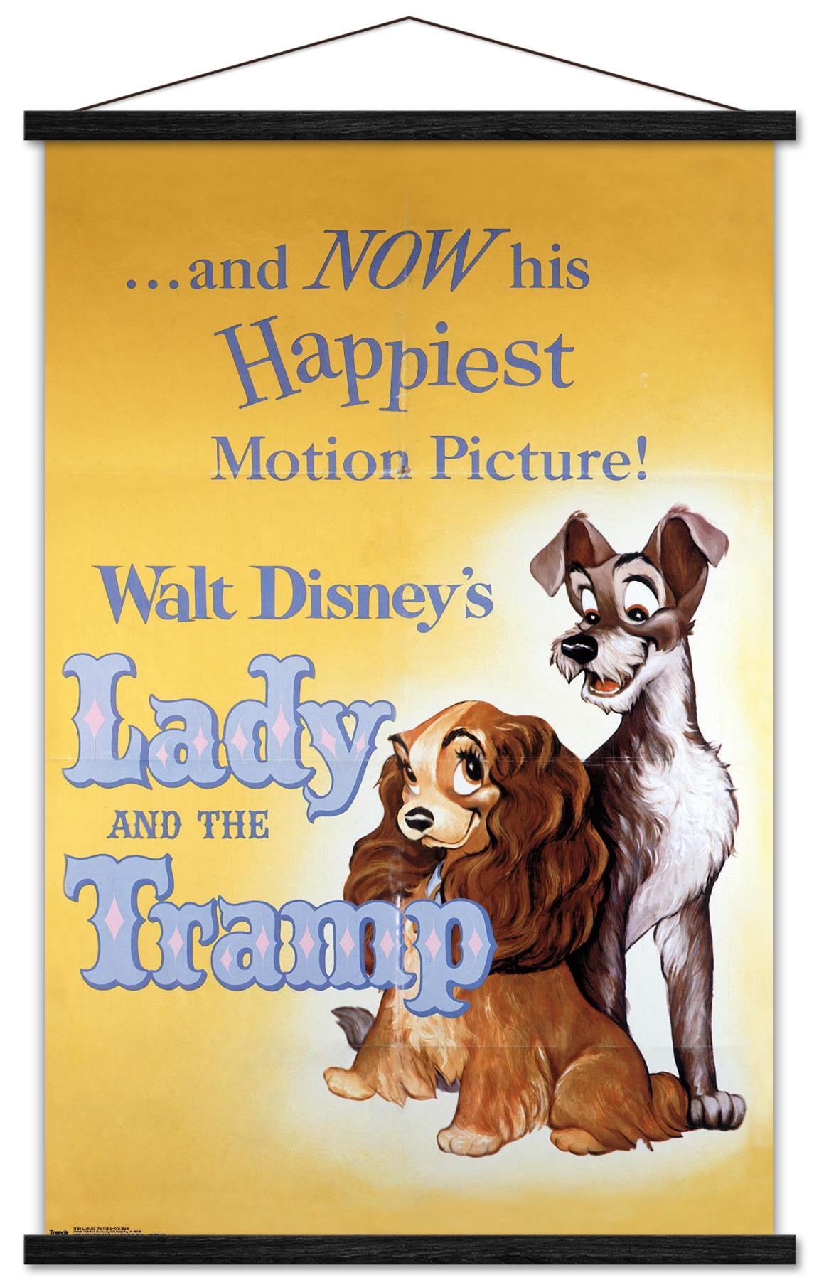 Disney Lady and The Tramp - One Sheet Wall Poster with Wooden Magnetic ...
