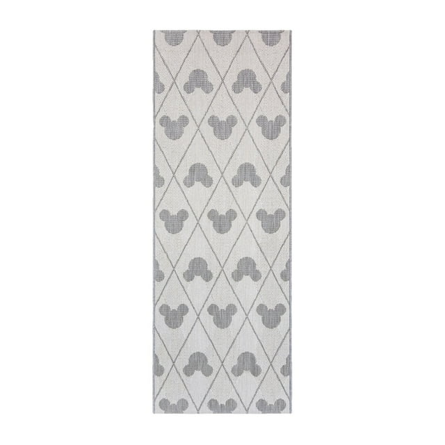 Disney Licensed Mickey Mouse Grey/ Cream Modern Argyle Flatweave Indoor ...