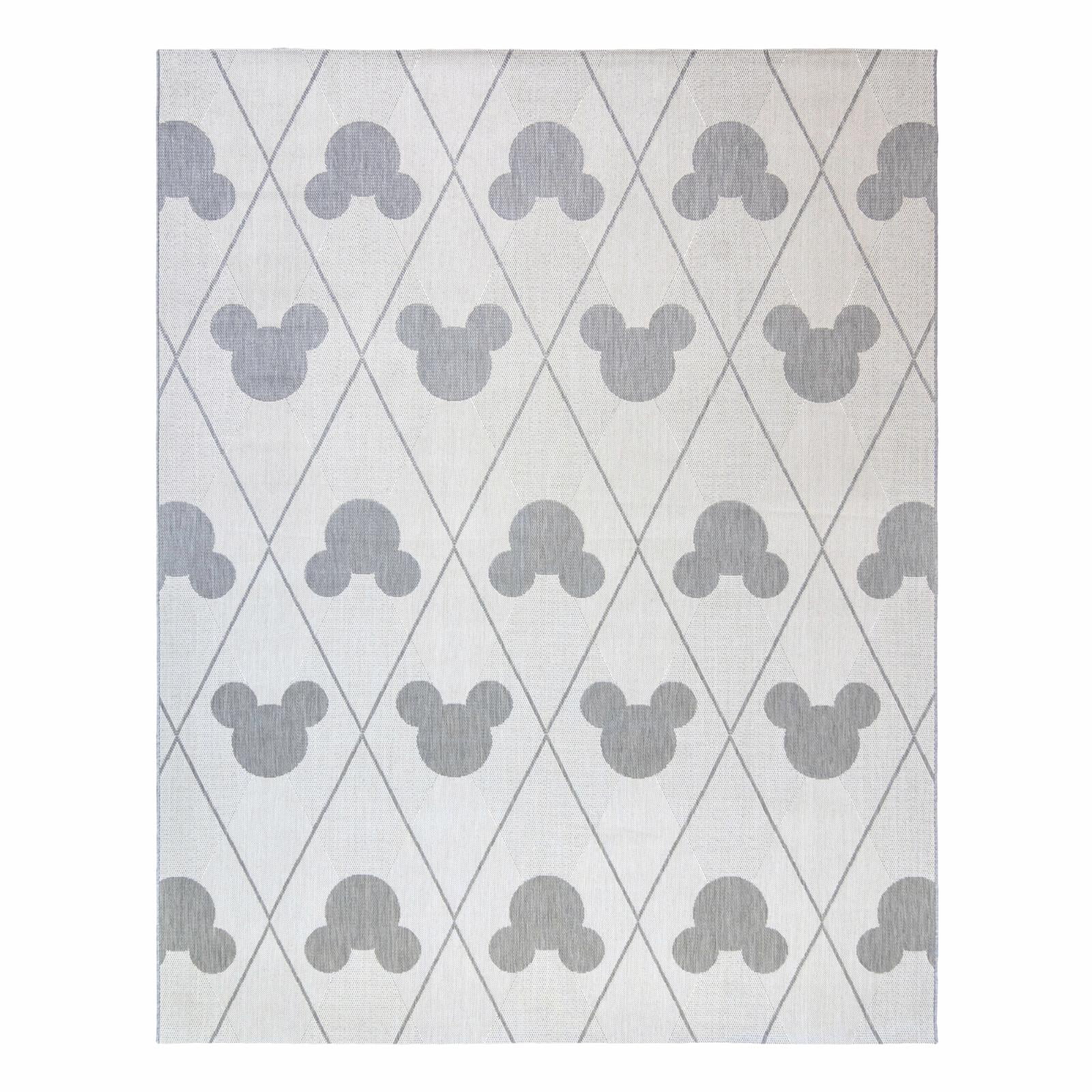 Disney Licensed Mickey Mouse Grey/ Cream Modern Argyle Flatweave Indoor ...